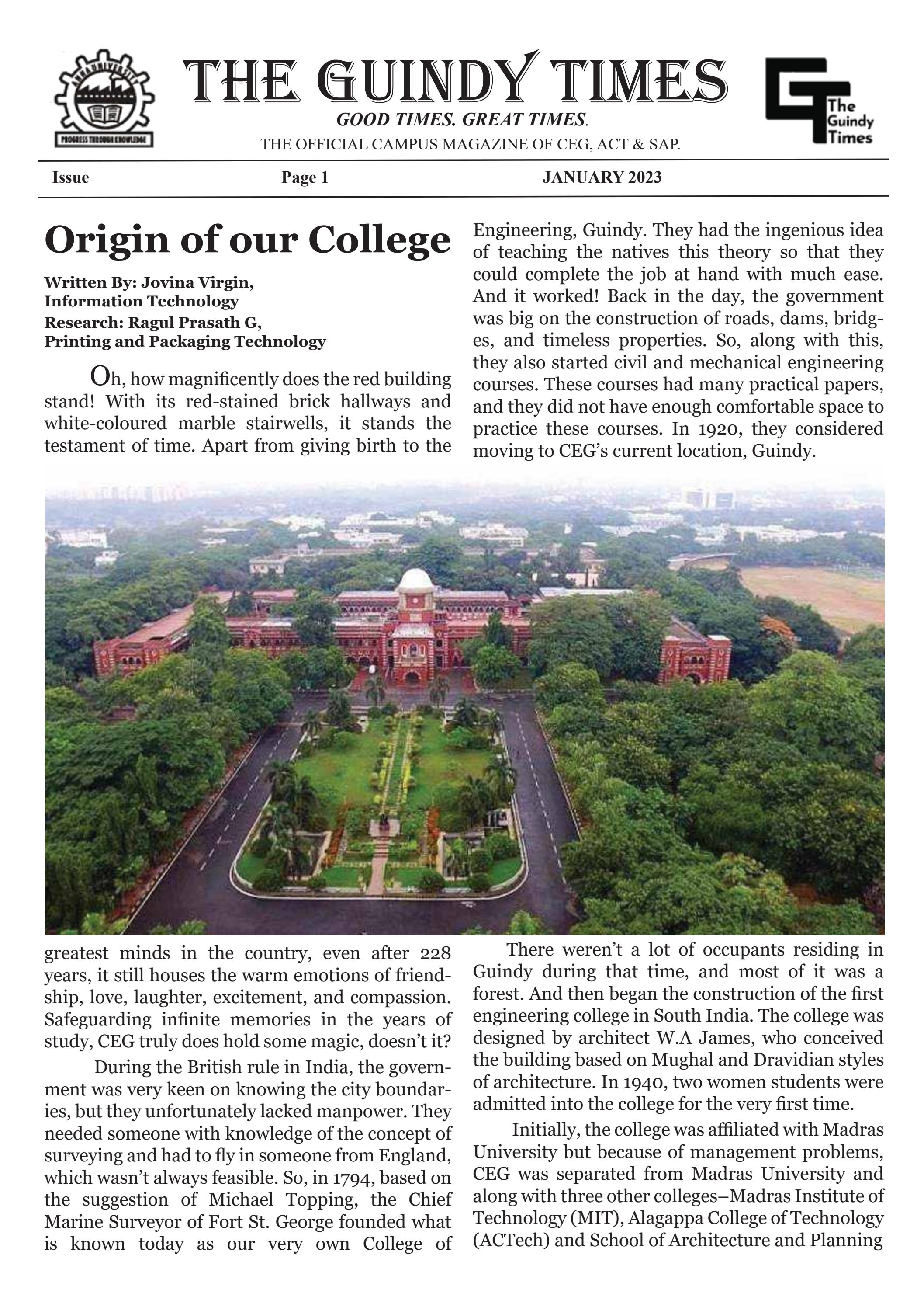 The Guindy Times, Issue 2022 - 2023 by The Guindy Times - Issuu
