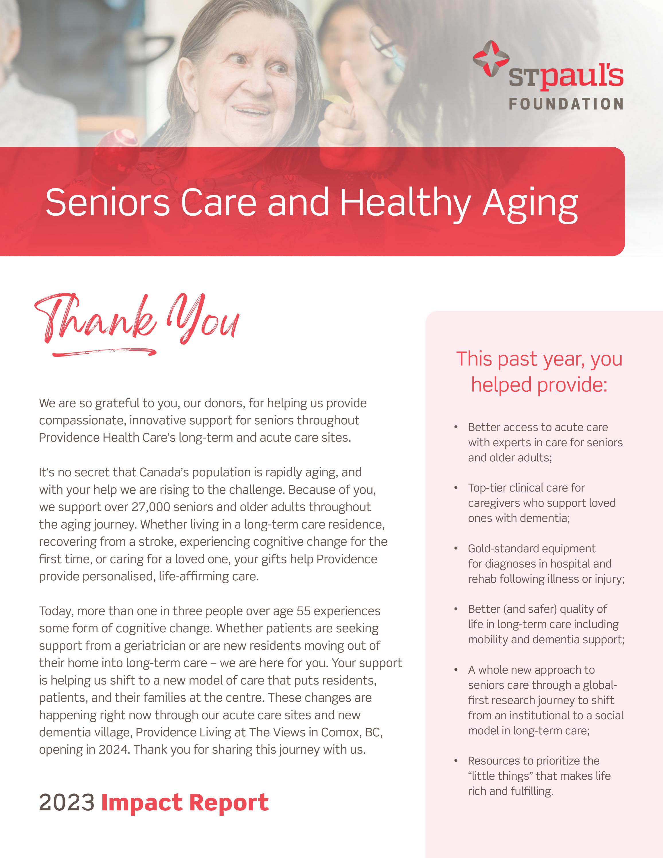 Senior Care and Healthy Aging Impact Report 2023 by St. Paul's ...