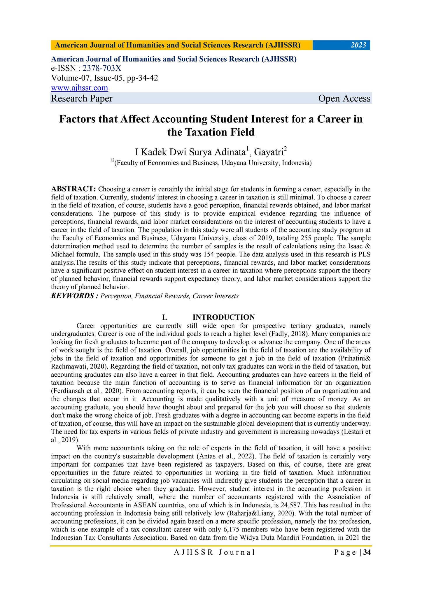 Factors that Affect Accounting Student Interest for a Career in the ...