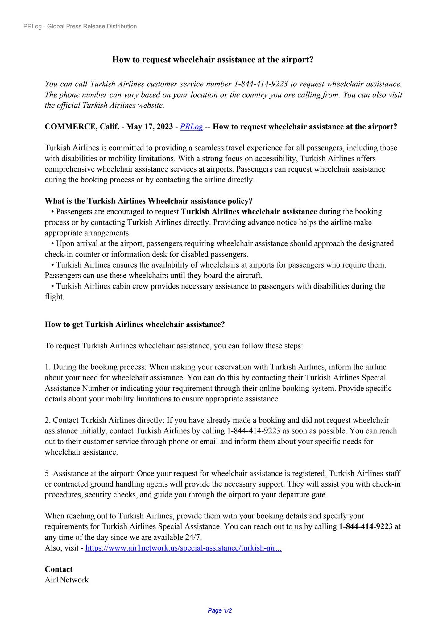 1-844-414-9223 Whom to Call to Get Special Assistance on Turkish ...