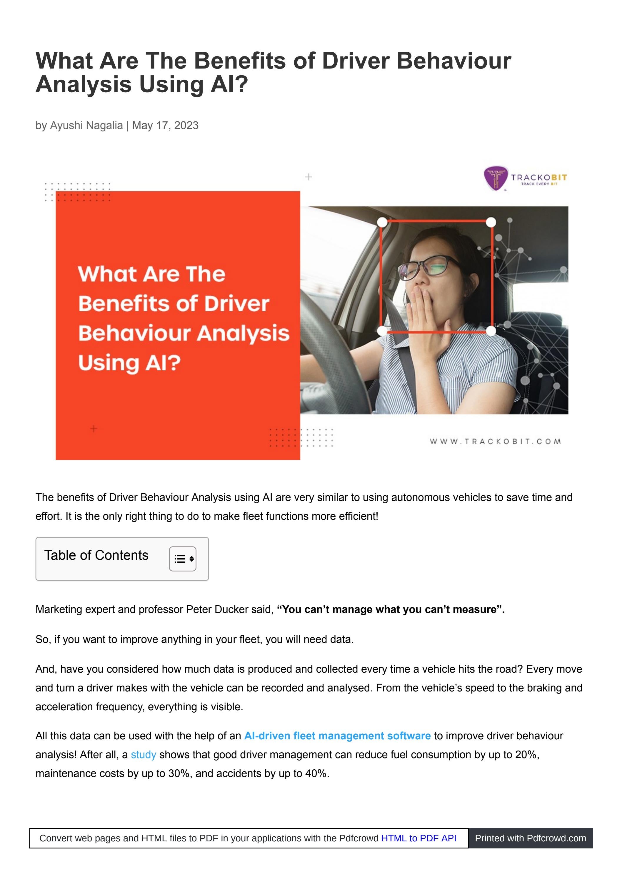 What Are The Benefits of Driver Behaviour Analysis Using AI? by ...