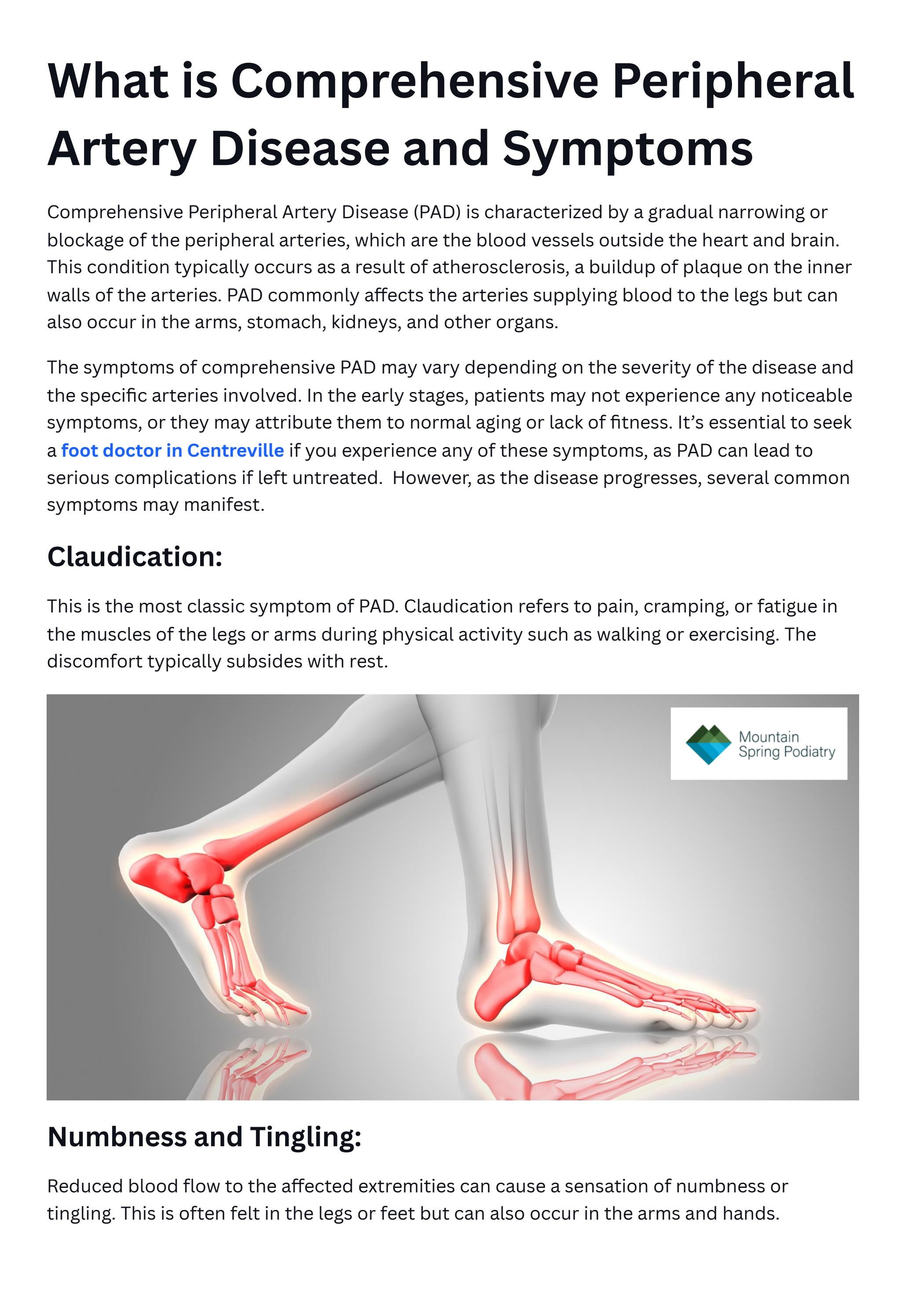What is Comprehensive Peripheral Artery Disease and Symptoms by ...