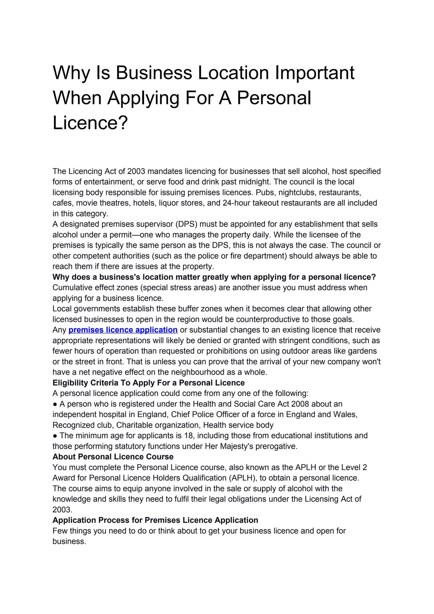 Why Is Business Location Important When Applying For A Personal Licence ...