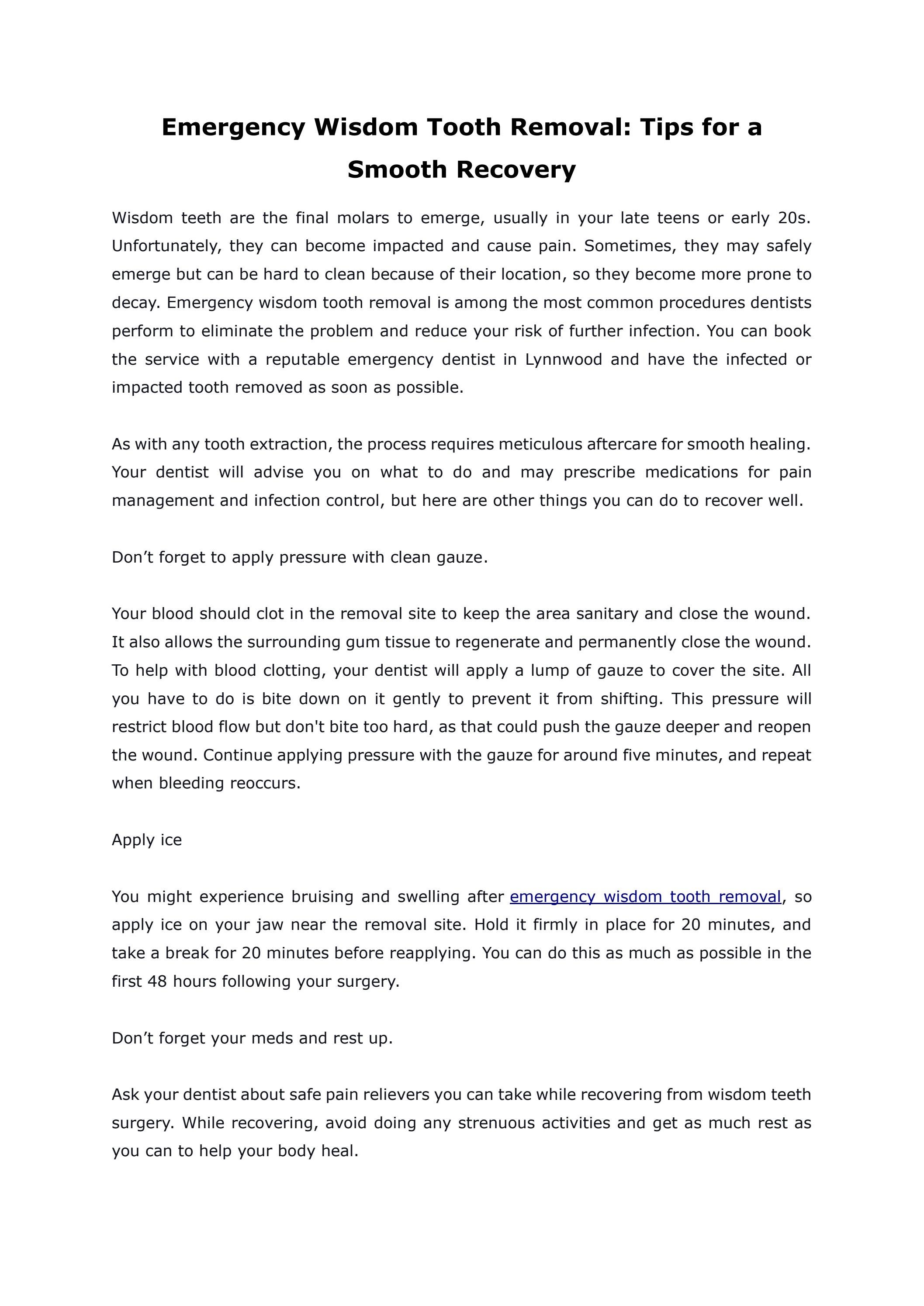 Emergency Wisdom Tooth Removal: Tips for a Smooth Recovery by Lynnwood ...