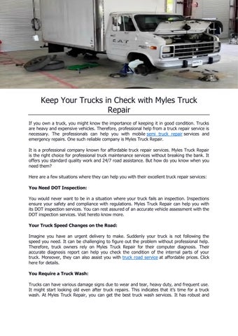 Keep Your Trucks in Check with Myles Truck Repair by truckrepairservice ...
