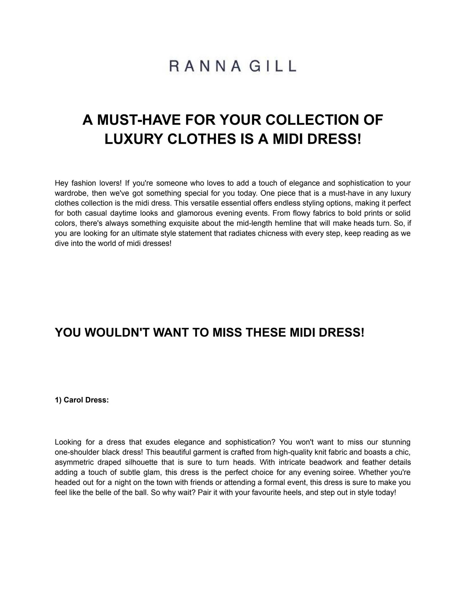 Elevate Your Luxury Wardrobe with a Must-Have Midi Dress - By Ranna ...