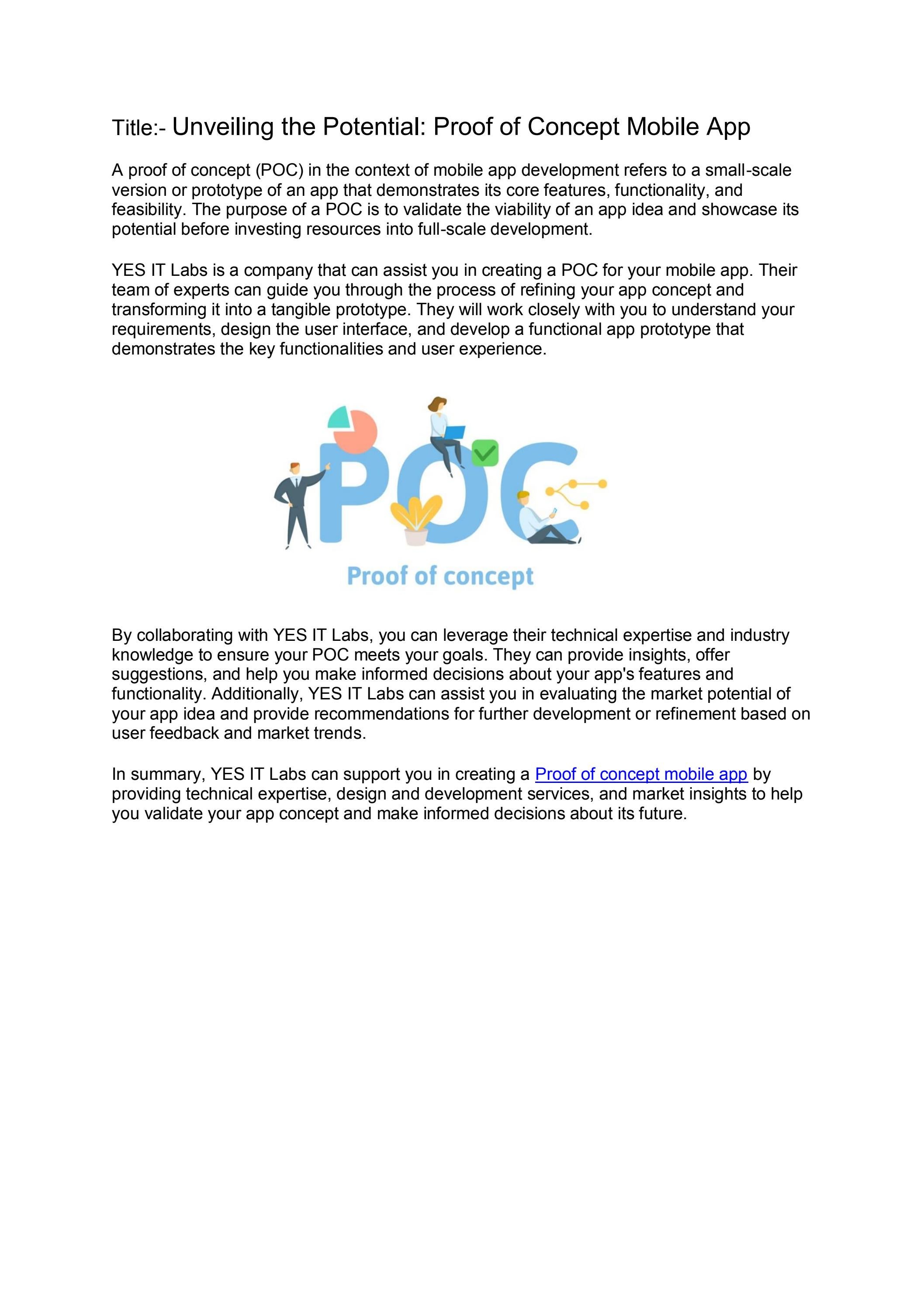 Unveiling the Potential: Proof of Concept Mobile App by YES IT Labs - Issuu