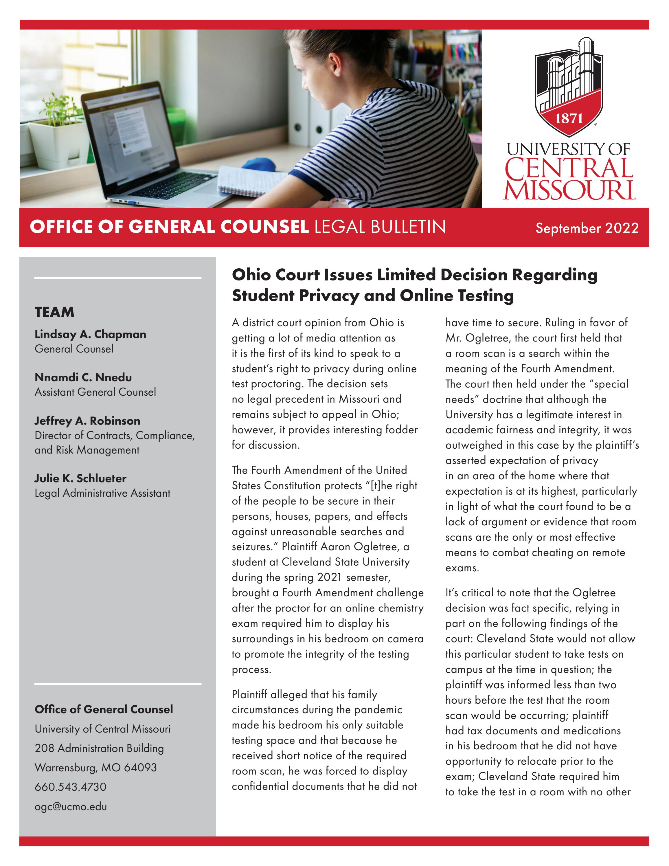 Office of General Counsel - Legal Bulletin by University of Central ...