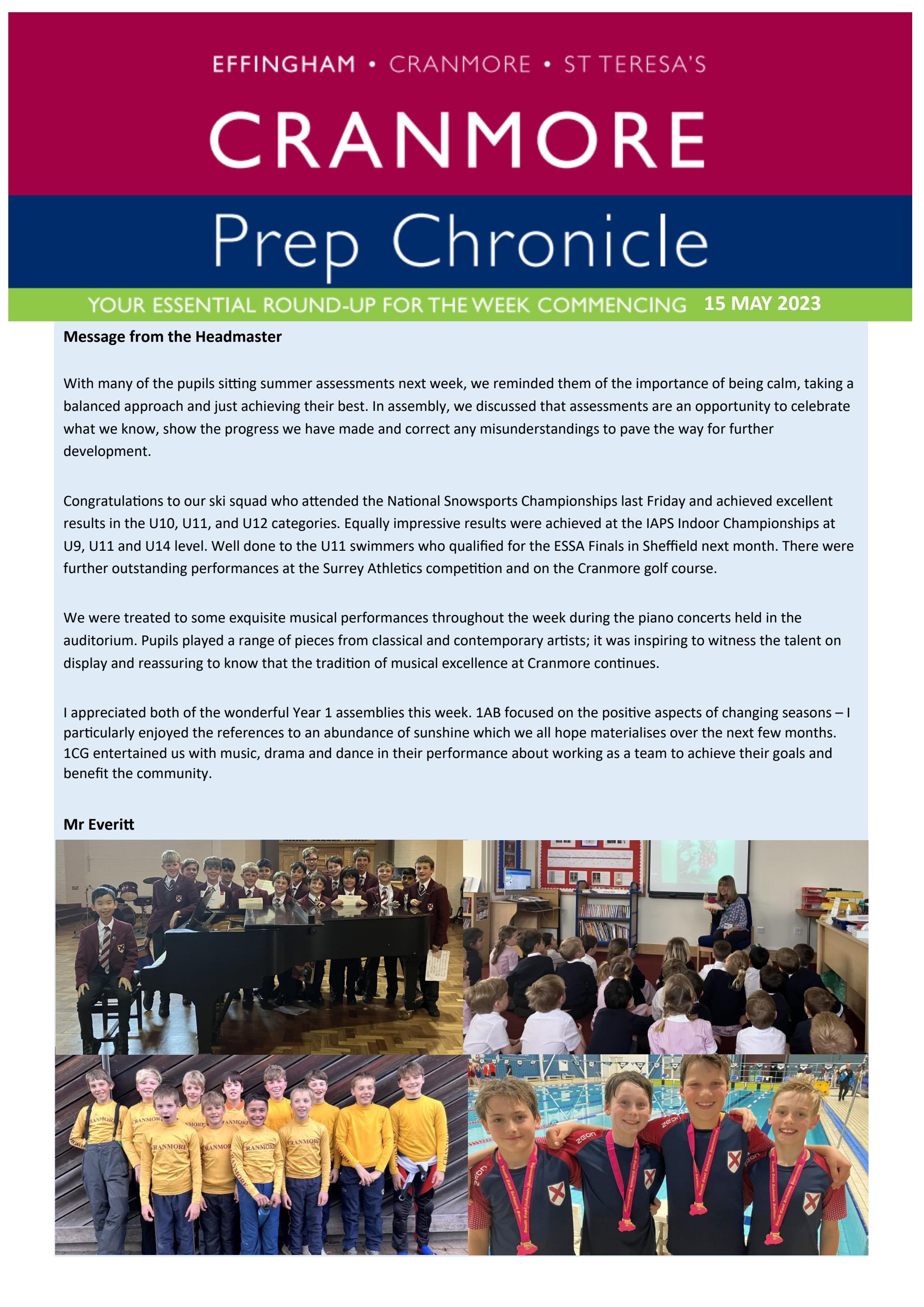 Cranmore Prep Chronicle 15 May 2023 by Effingham Schools Trust - Issuu
