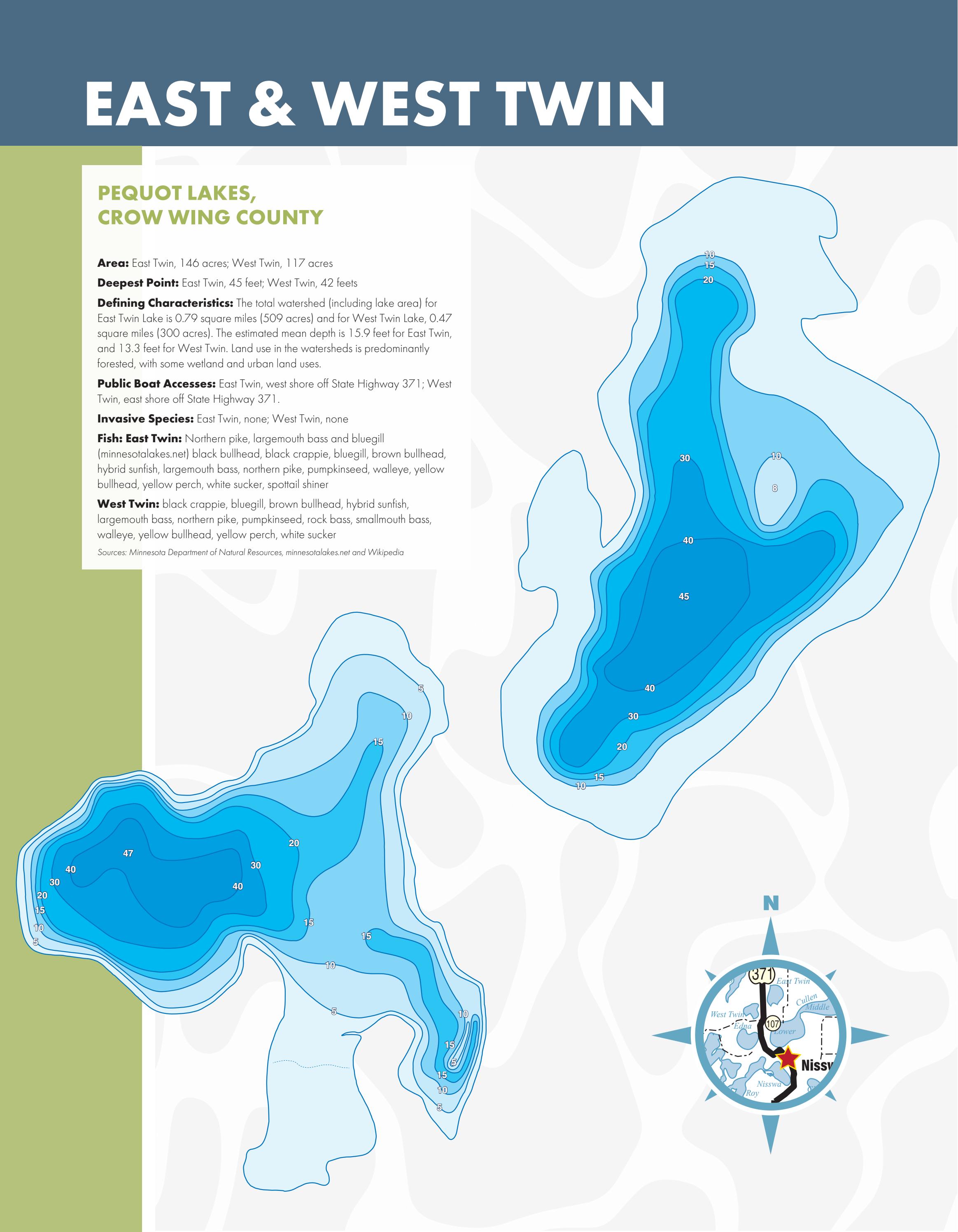 East & West Twin Lakes map - Crow Wing County by Brainerd Dispatch and ...