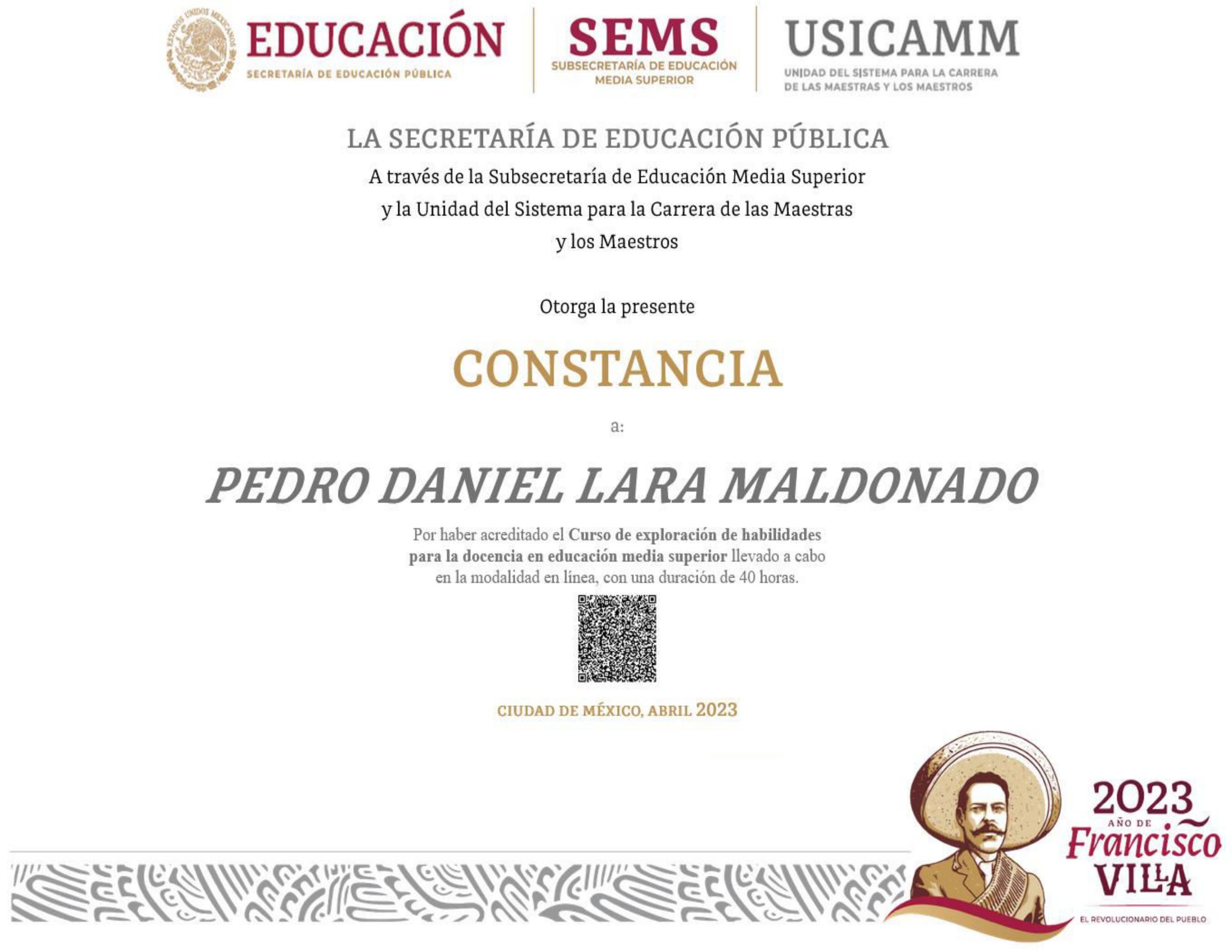 Constancia de Habilidades Docentes en Bachillerato al Proceso USICAMM ...