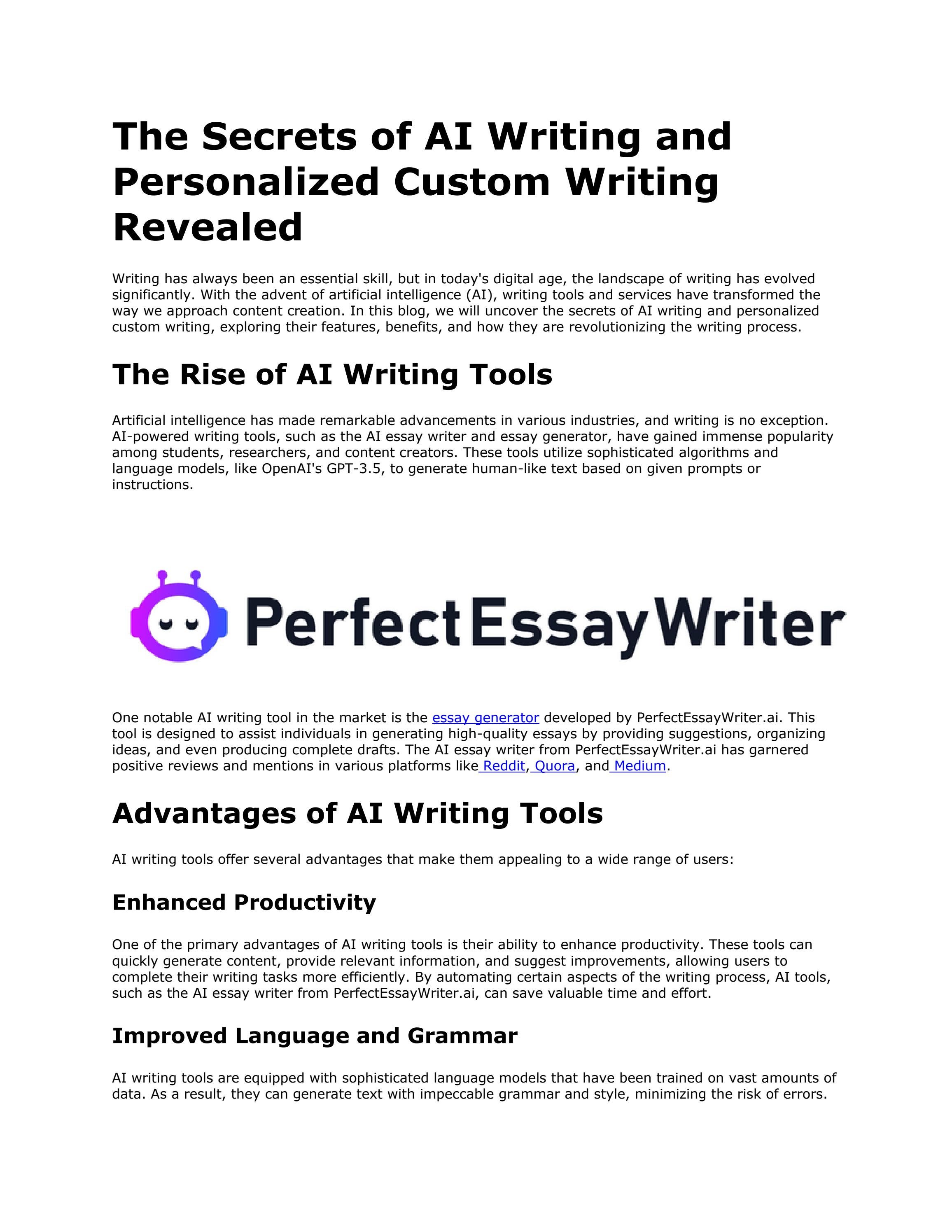 The Secrets of AI Writing and Personalized Custom Writing Revealed by ...