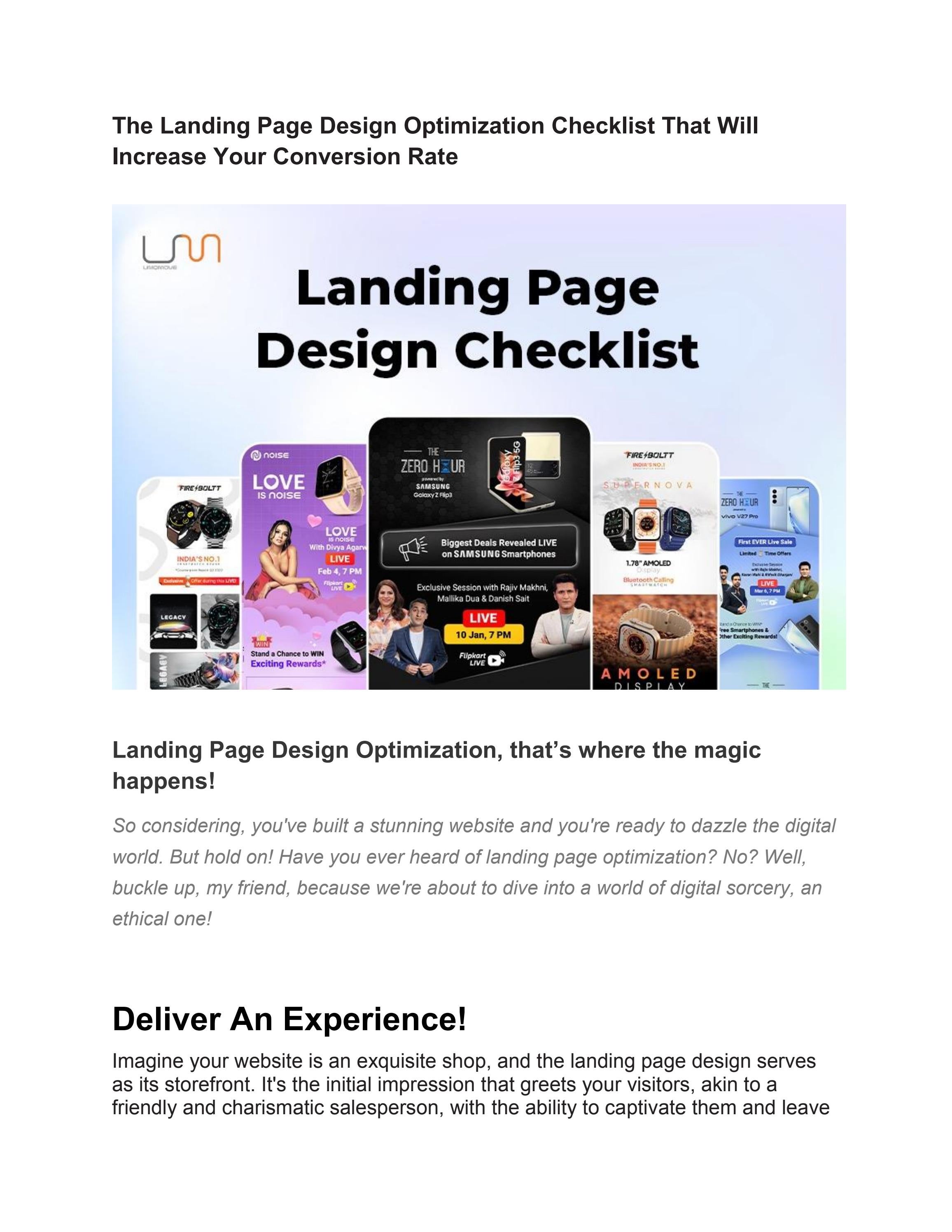 The Landing Page Design Optimization Checklist That Will Increase Your Conversion Rate by ...