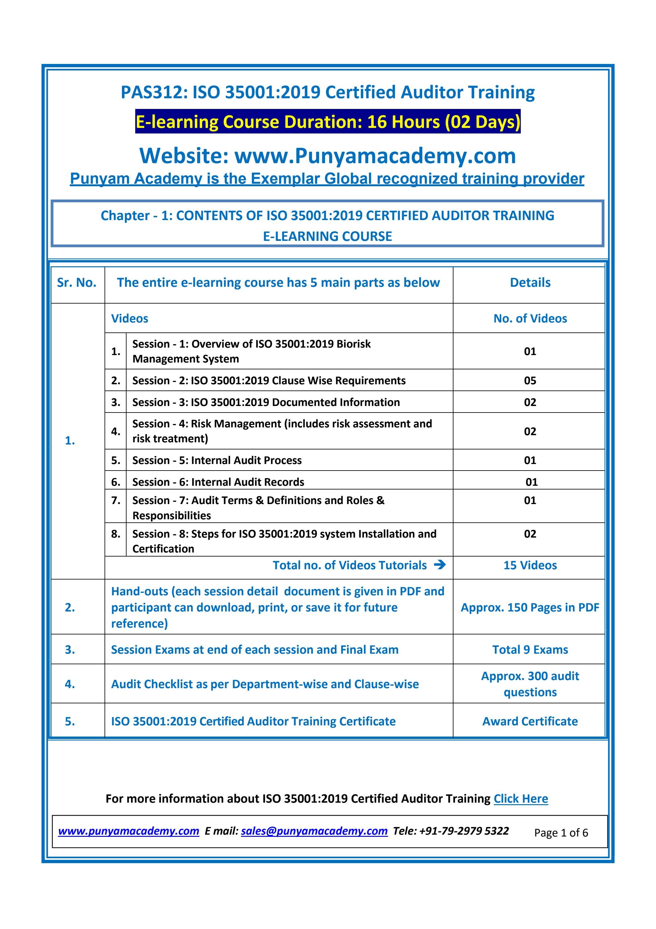 ISO 35001 Auditor Training - E-learning Course by Punyam Academy - Issuu