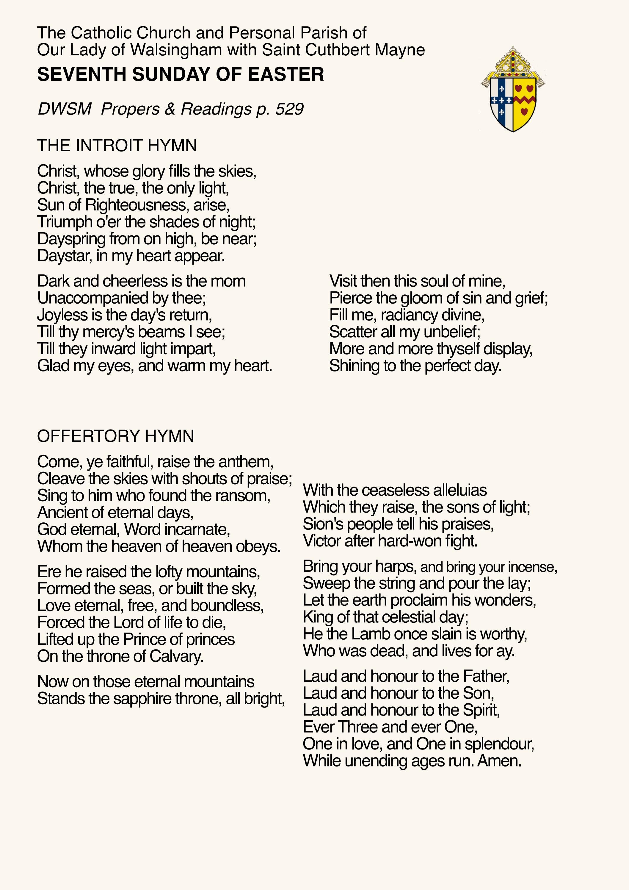 EASTER VII Hymn Sheet with Ordo by David Lashbrooke - Issuu