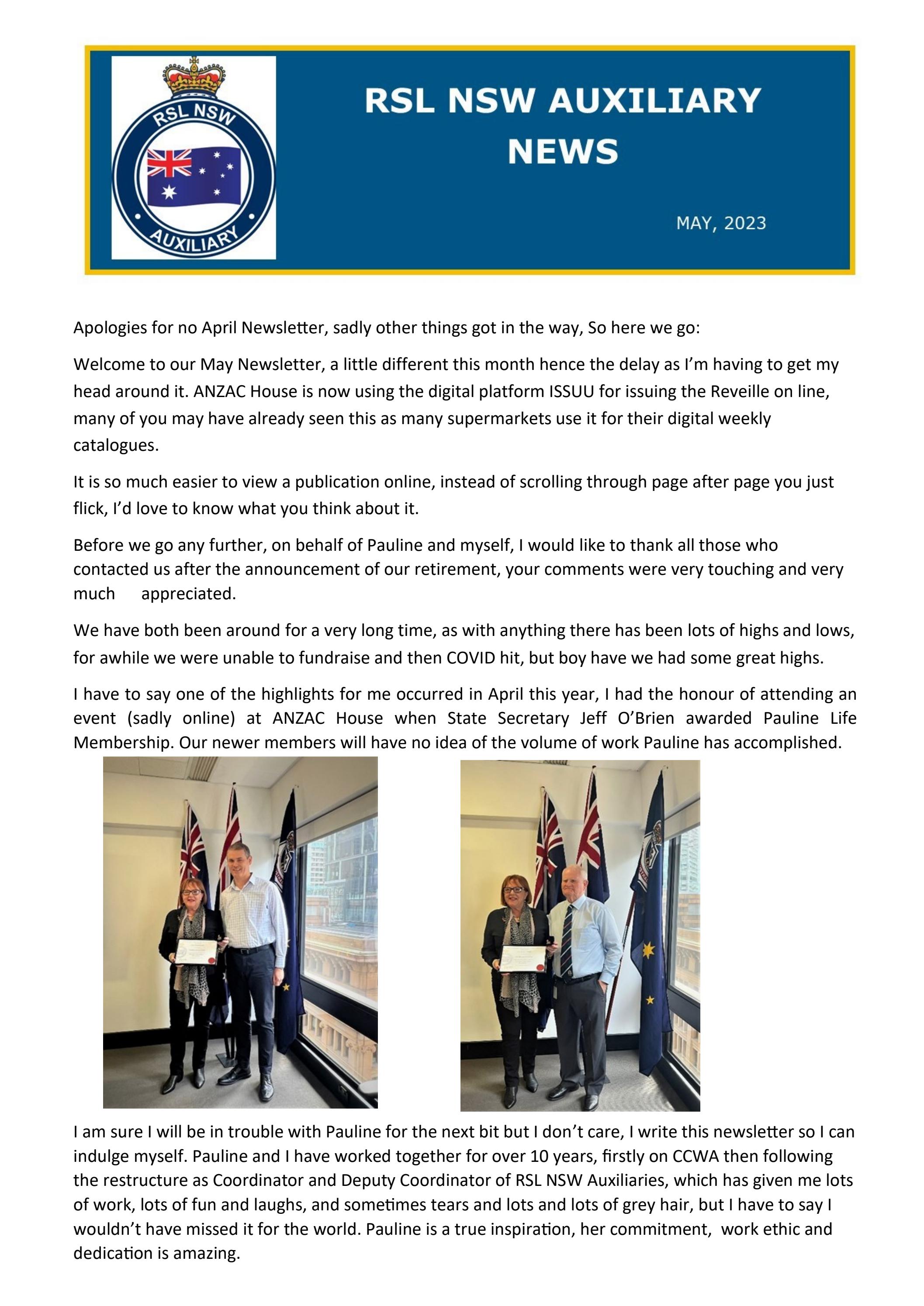 RSL NSW Auxiliary Newsletter - May 2023 by RSL NSW - Issuu