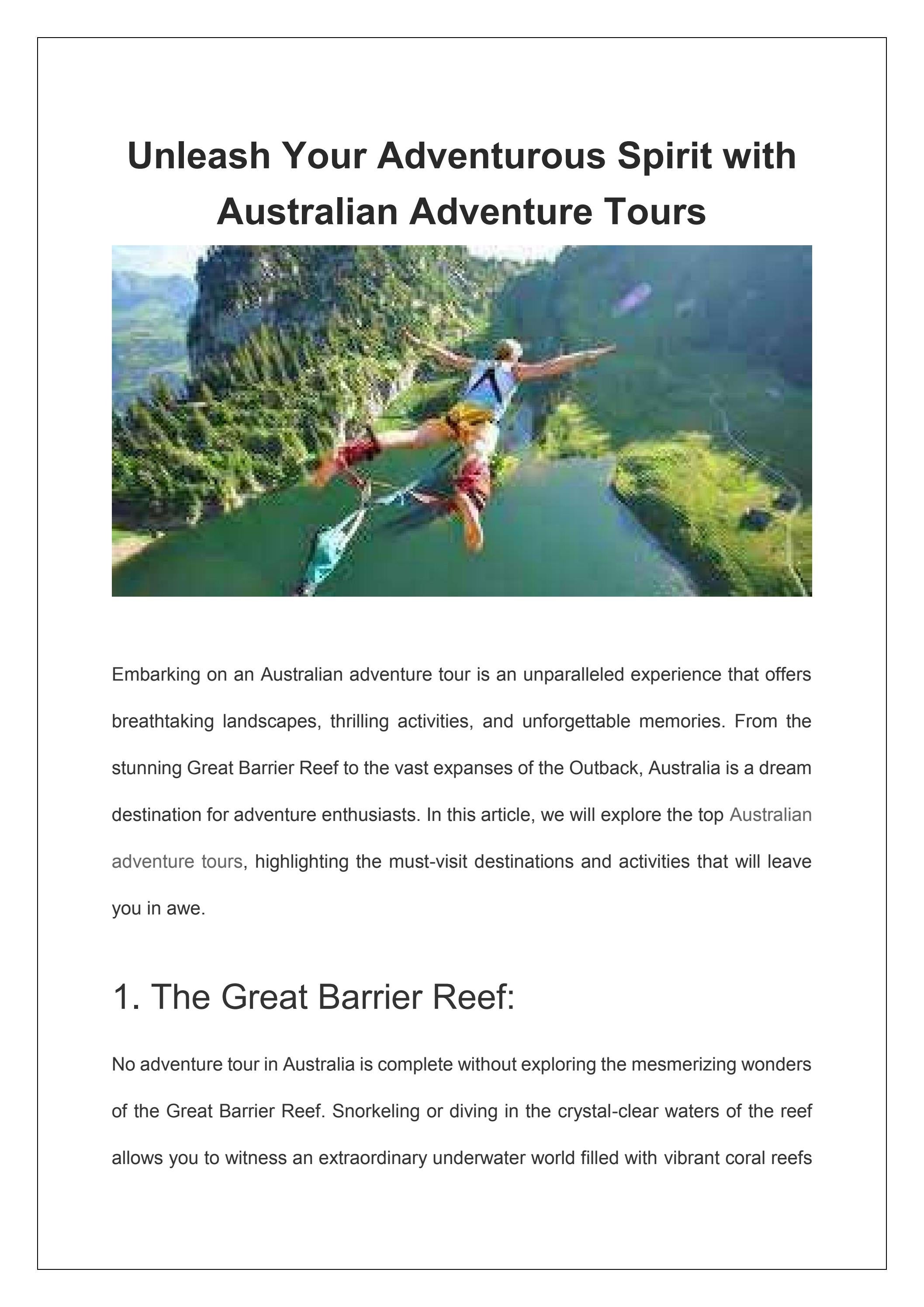 Unleash Your Adventurous Spirit with Australian Adventure Tours by ...