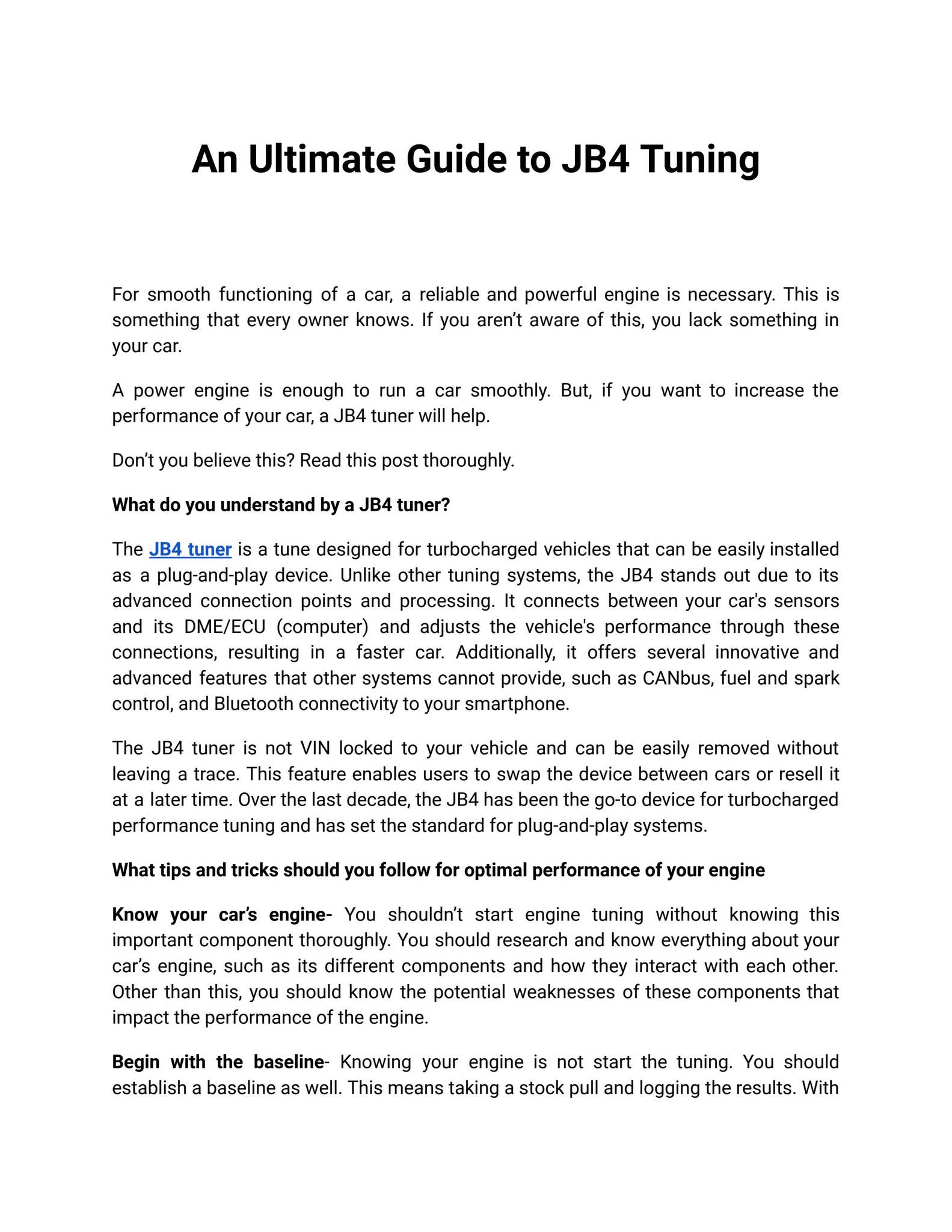An Ultimate Guide to JB4 Tuning by Paradigm Engineering - Issuu