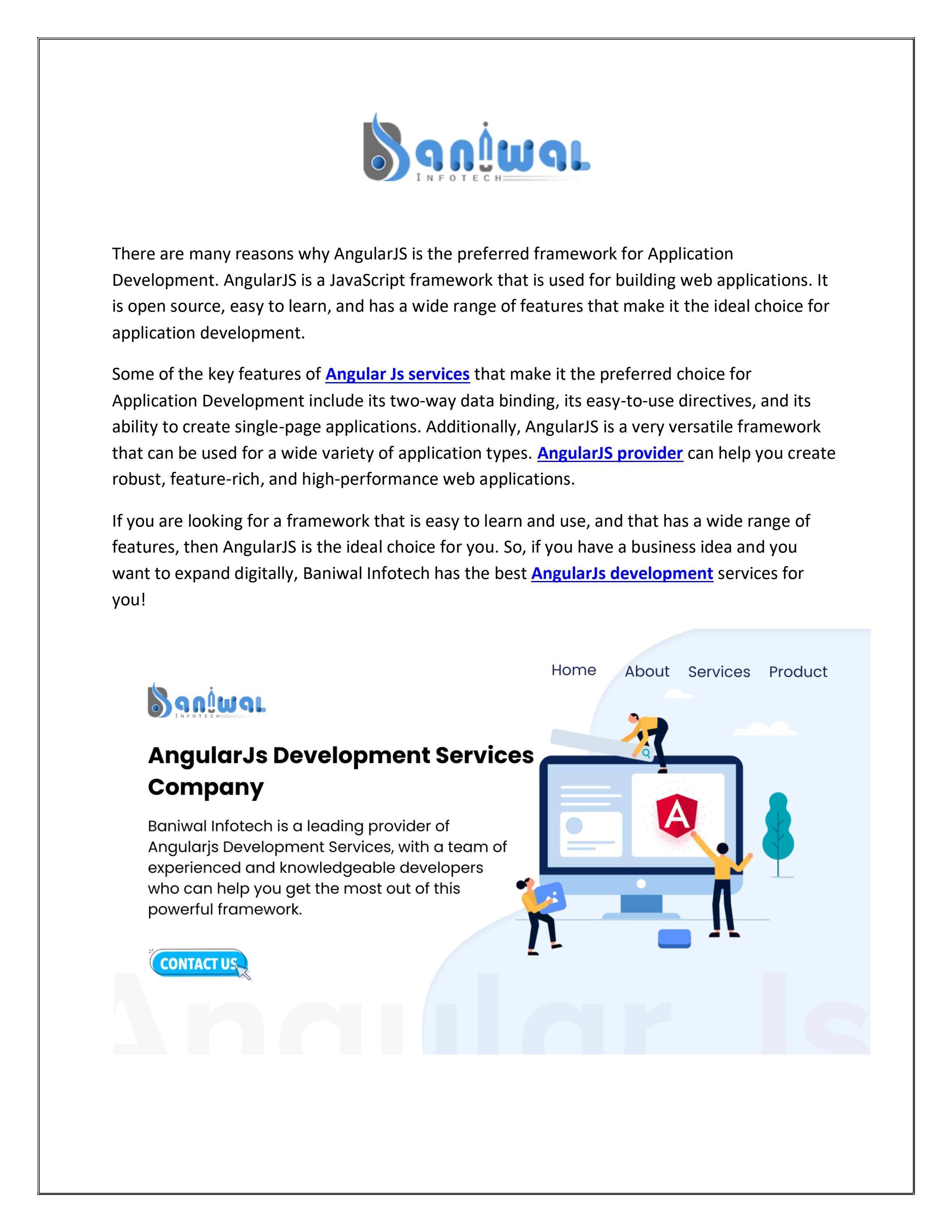 Why Angularjs Is The Preferred Framework For Application Development By Baniwal Infotech Issuu