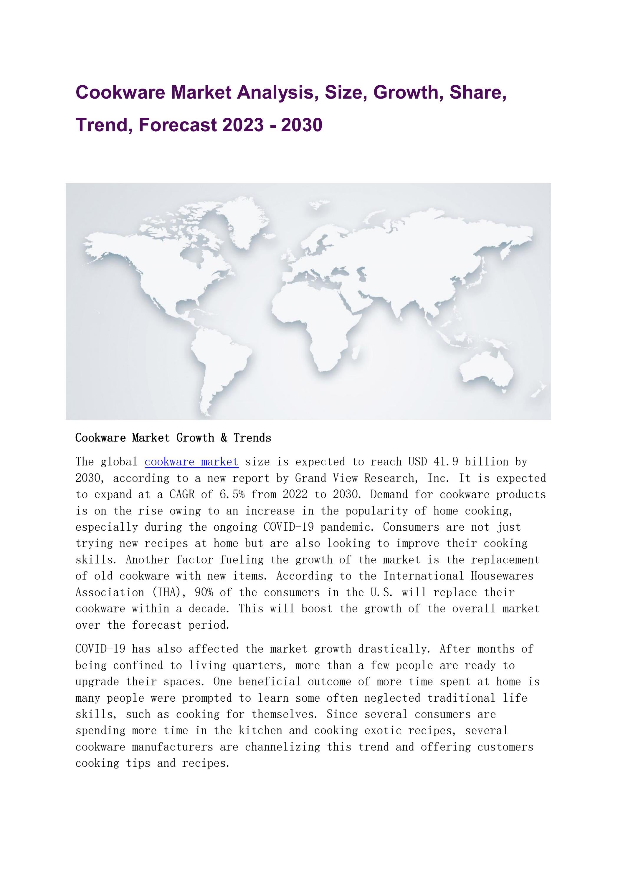 Cookware Market Worth $41.9 Billion By 2030 | CAGR: 6.5% by Grand View ...