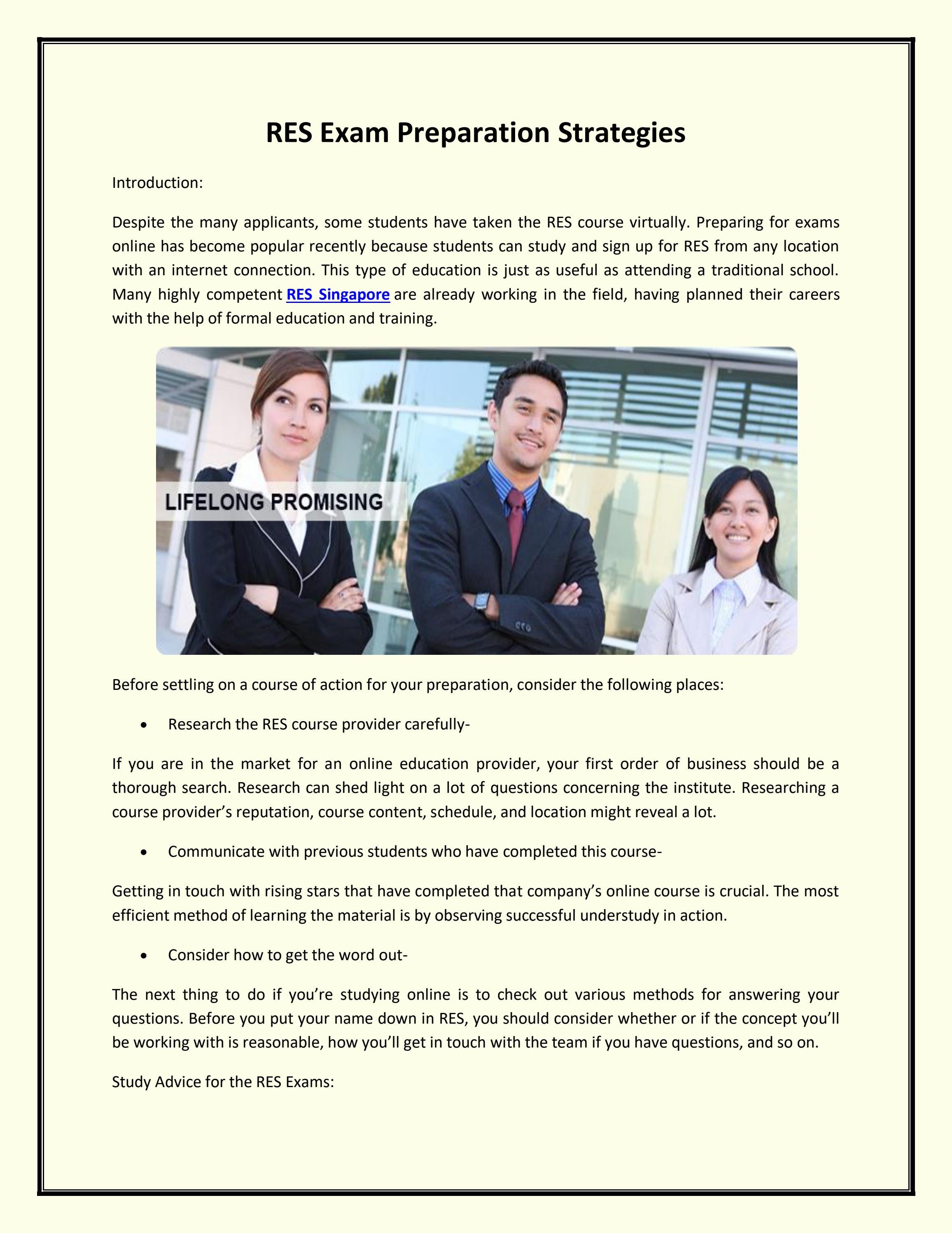 RES Exam Preparation Strategies by David Bravis - Issuu