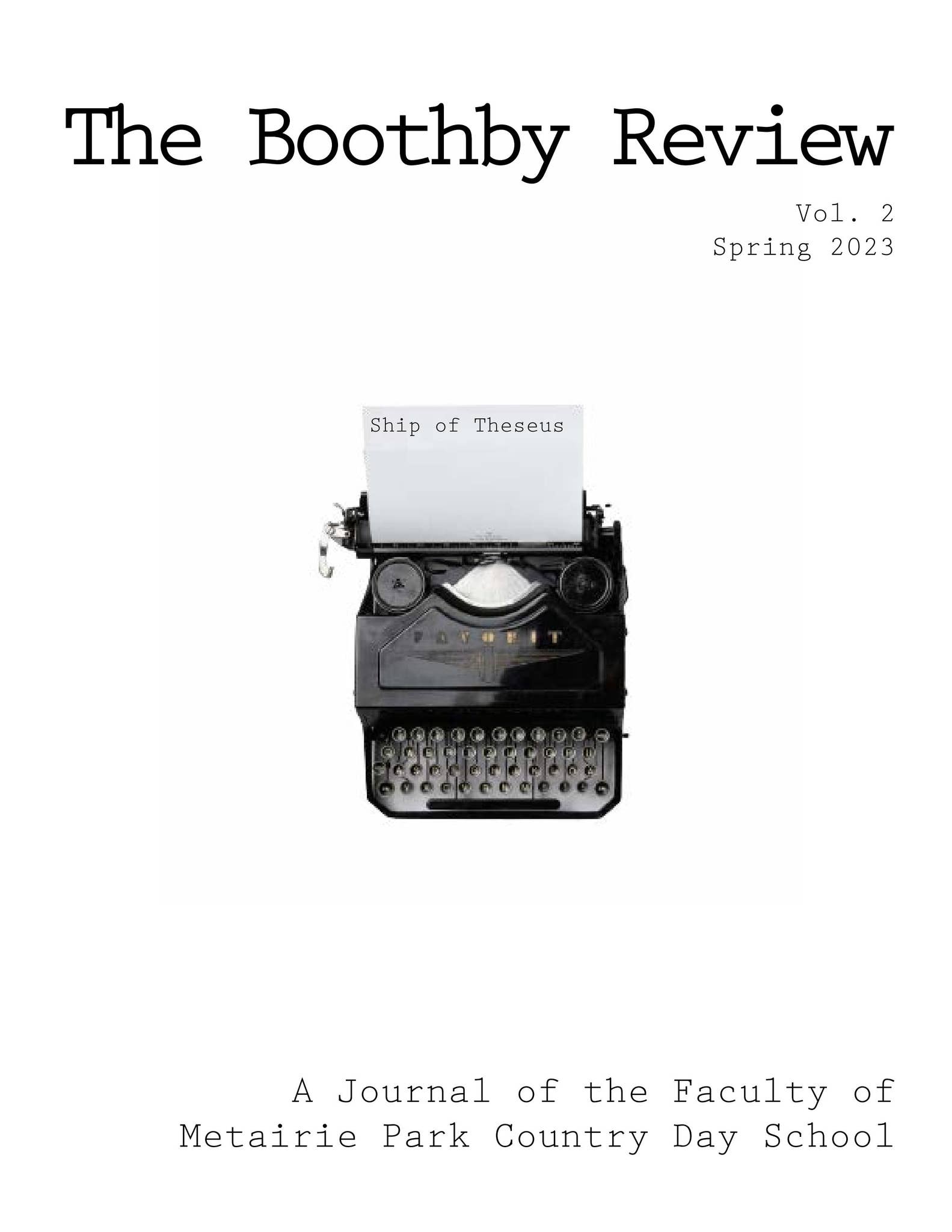 The Boothby Review Vol. 2, Spring 2023 by Metairie Park Country Day ...