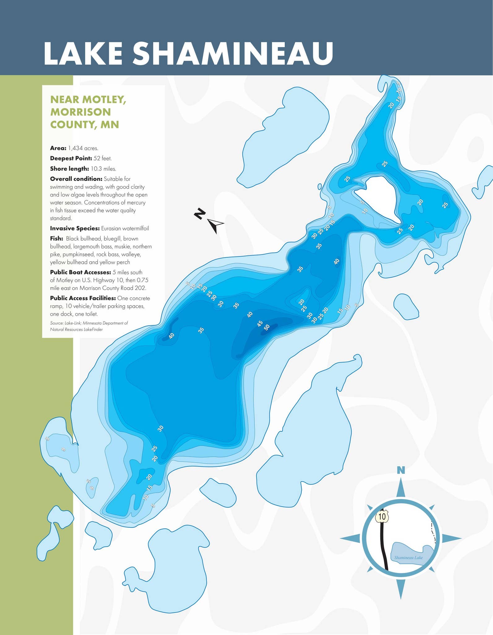 Lake Shamineau map - Morrison County by Brainerd Dispatch and Echo ...
