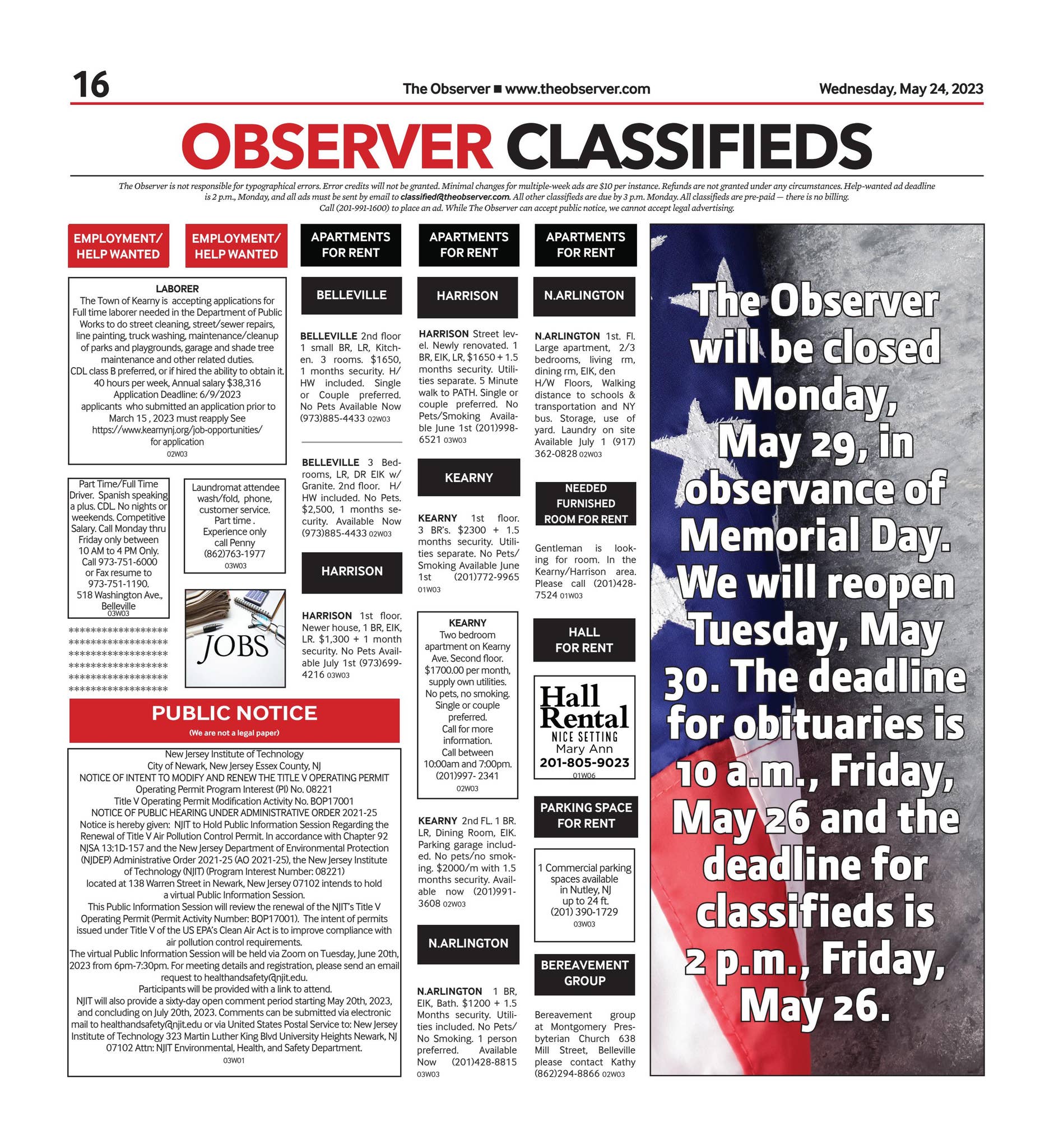 Classifieds for May 24, 2023 by The Observer Newspaper - Issuu