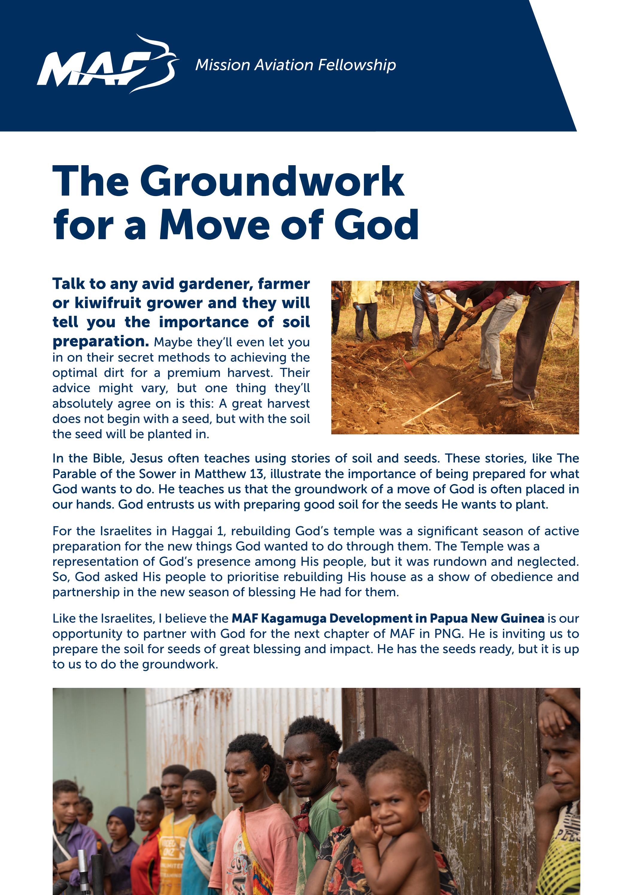 The Groundwork for a Move of God | Autumn '23 Appeal by MAF NZ - Issuu