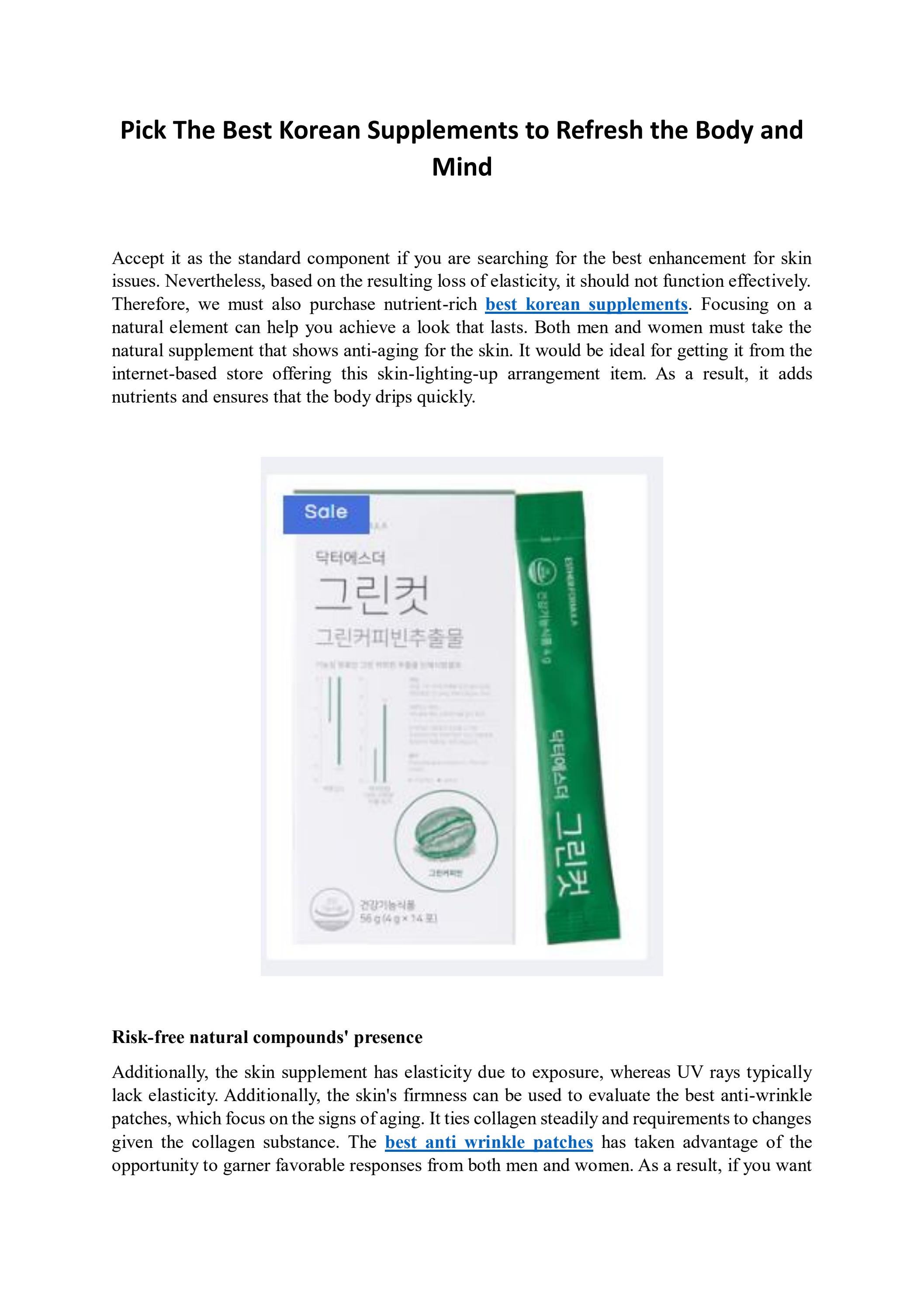 Pick The Best Korean Supplements to Refresh the Body and Mind by ...