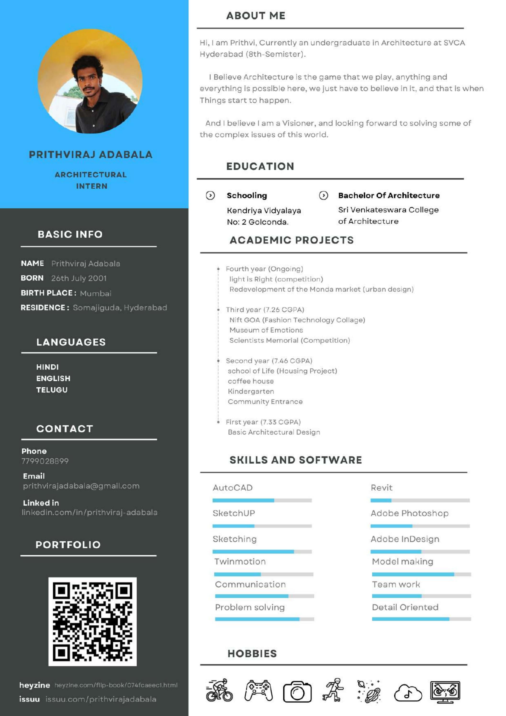 Architectural Intern Prithvi - CV by Prithviraj Adabala - Issuu
