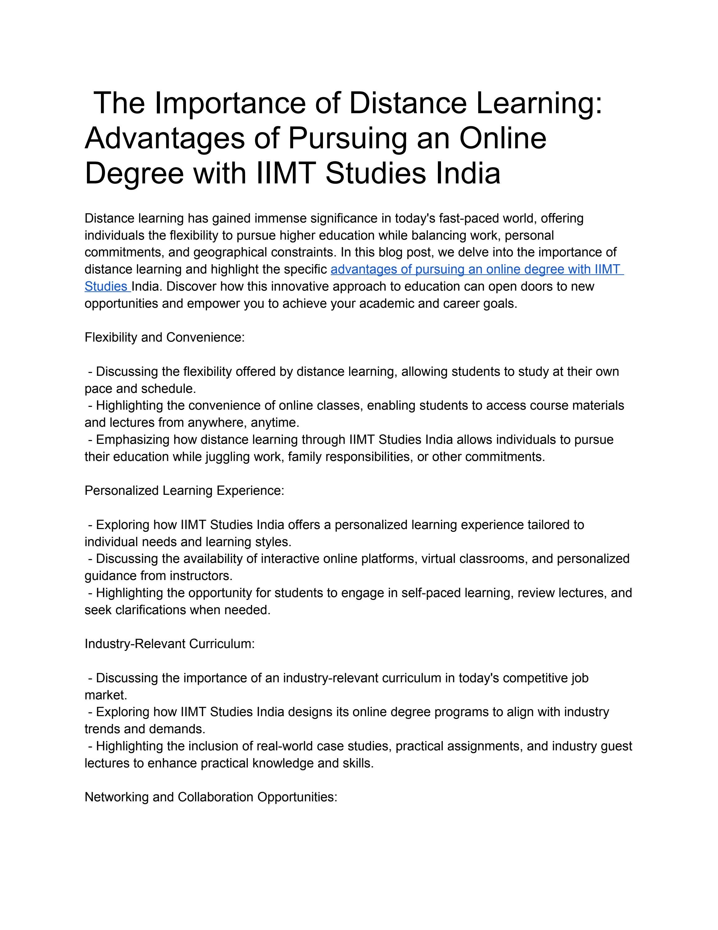 The Importance of Distance Learning: Advantages of Pursuing an Online ...