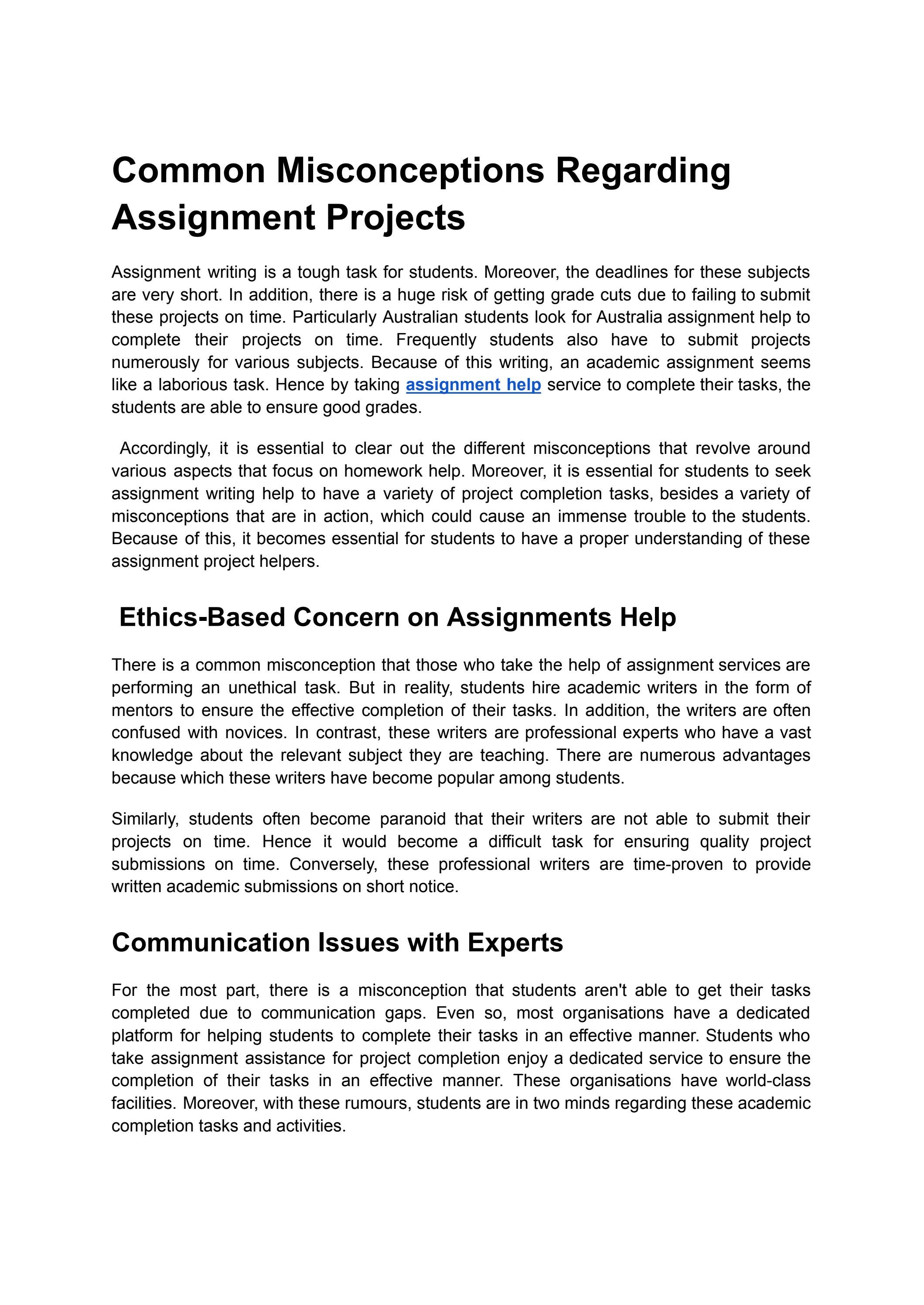 Common Misconceptions Regarding Assignment Projects by Daisy Thomas - Issuu