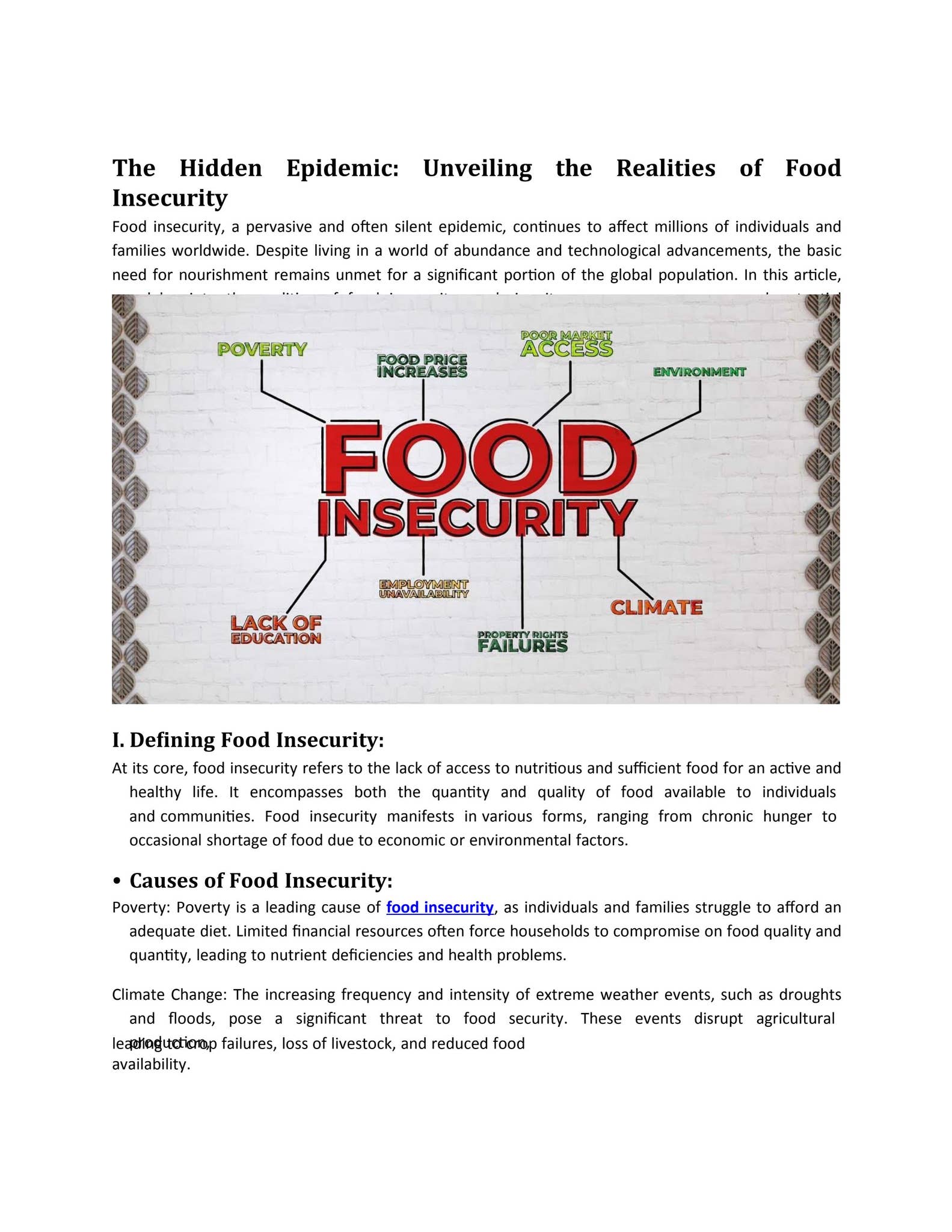 The Hidden Epidemic: Unveiling the Realities of Food Insecurity by ...