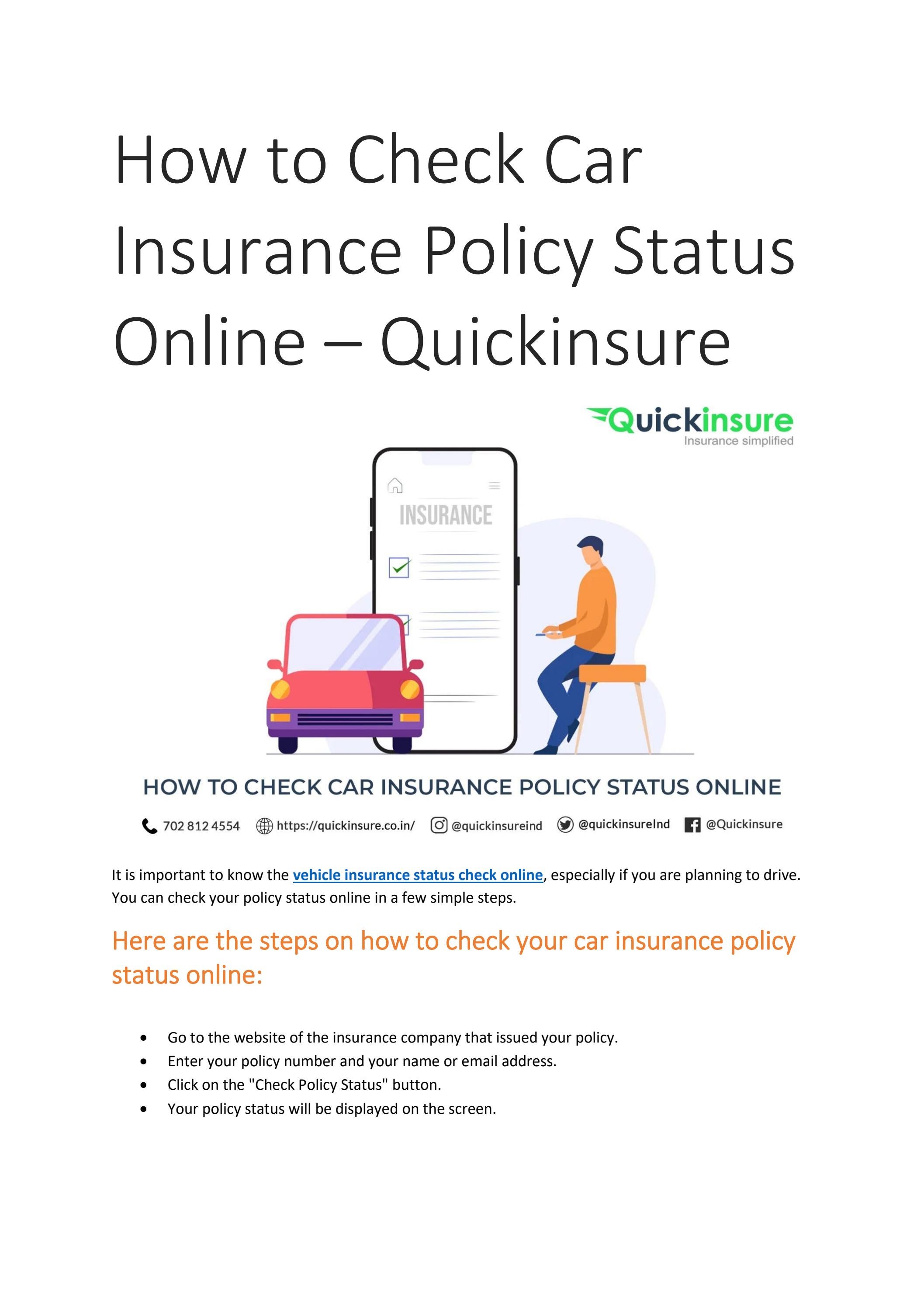 How to Check Vehicle Insurance - Quickinsure by Quickinsure - Issuu
