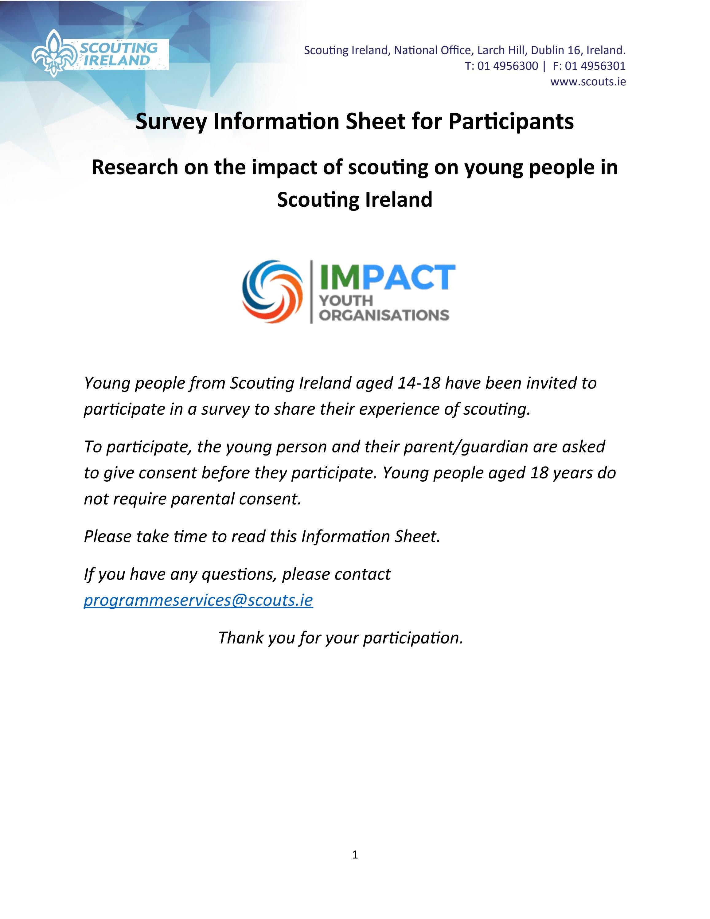 Survey Information Sheet for Participants - Research on the impact of ...