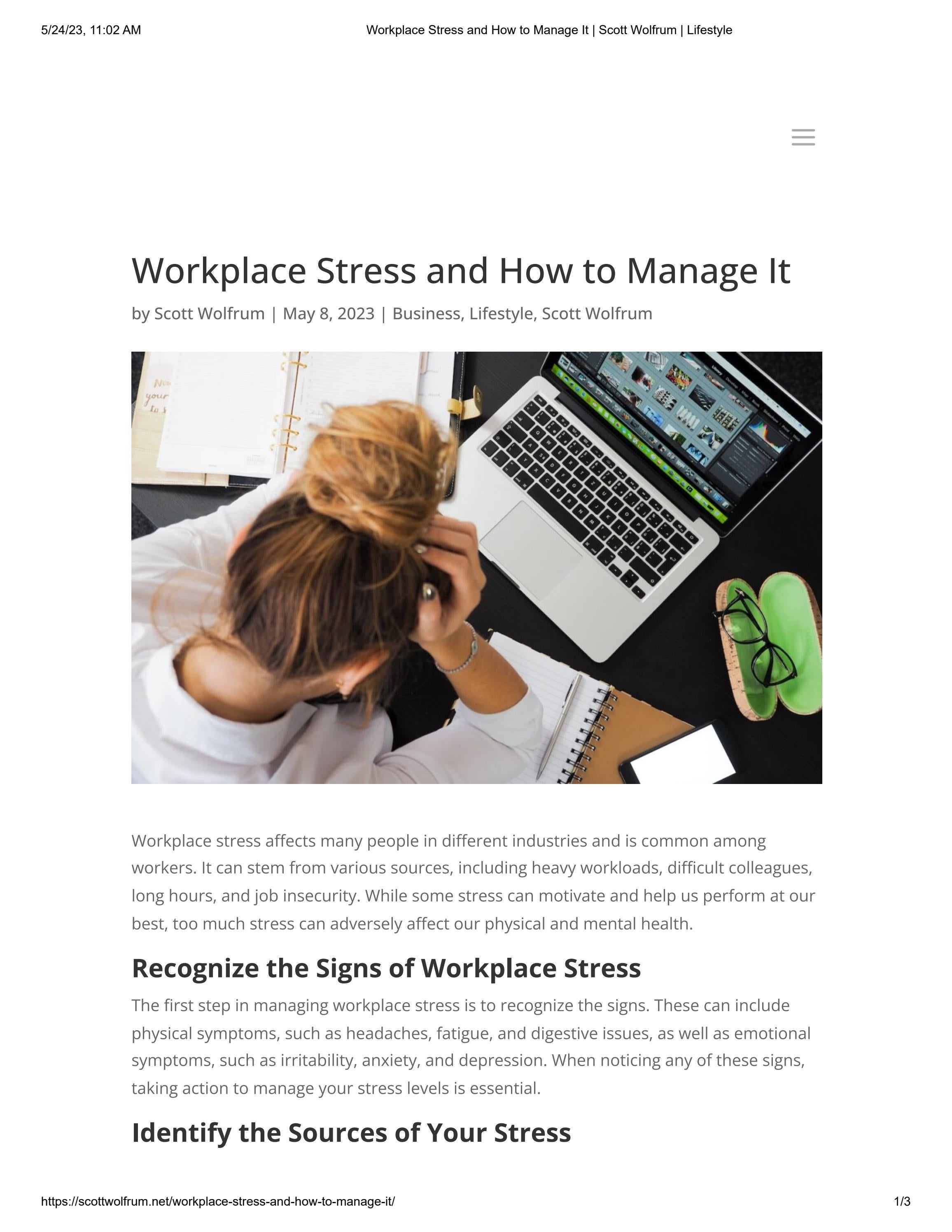 Workplace Stress and How to Manage It by Scott Wolfrum - Issuu