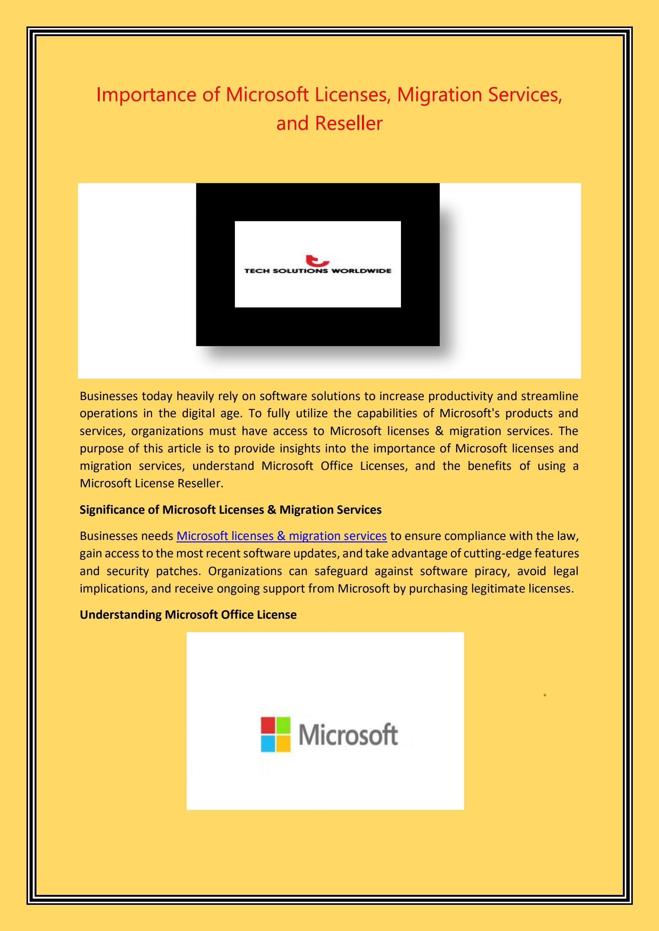 Microsoft License Reseller -Get the Best Deals Here! by Technology ...