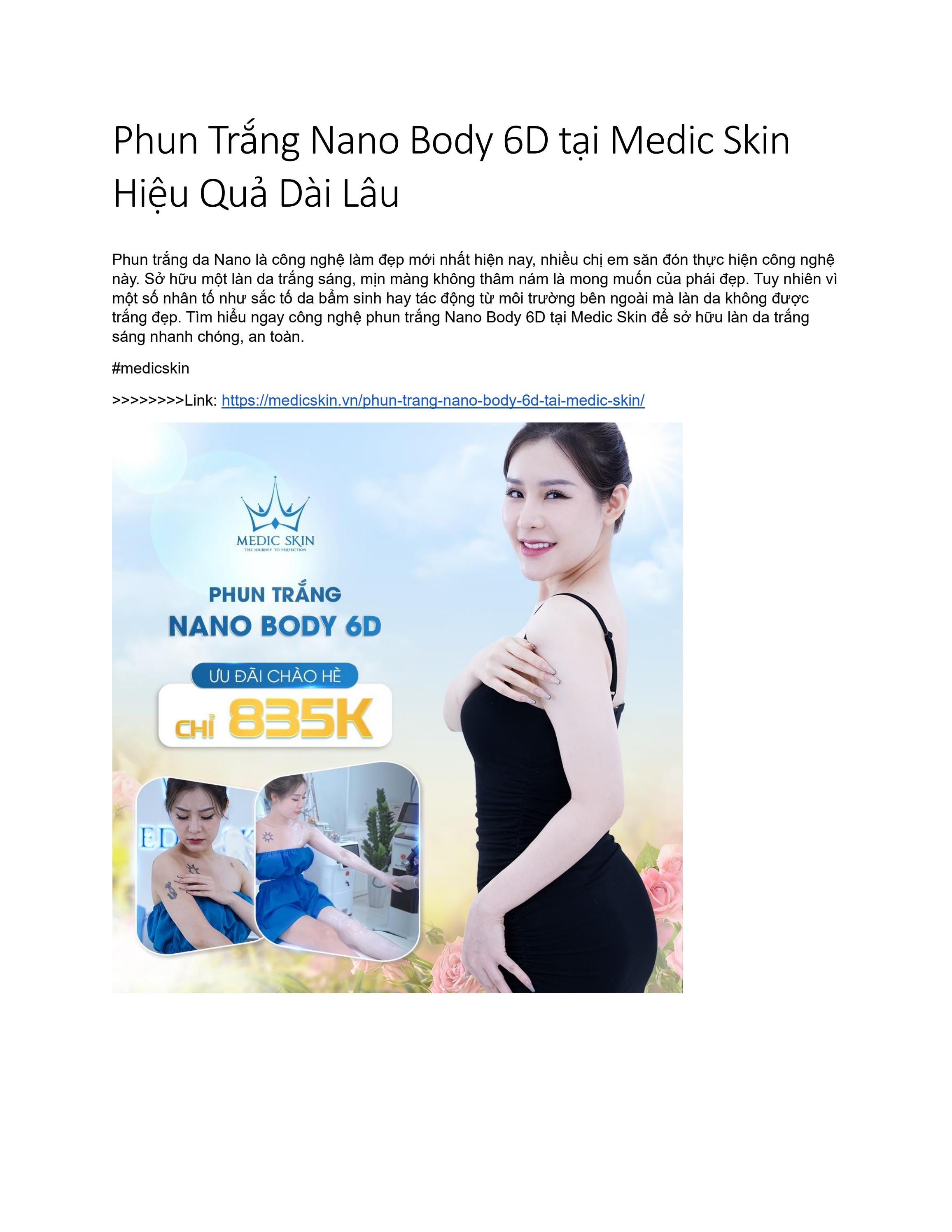 Phun Trắng Nano Body 6D tại Medic Skin by medicskin - Issuu