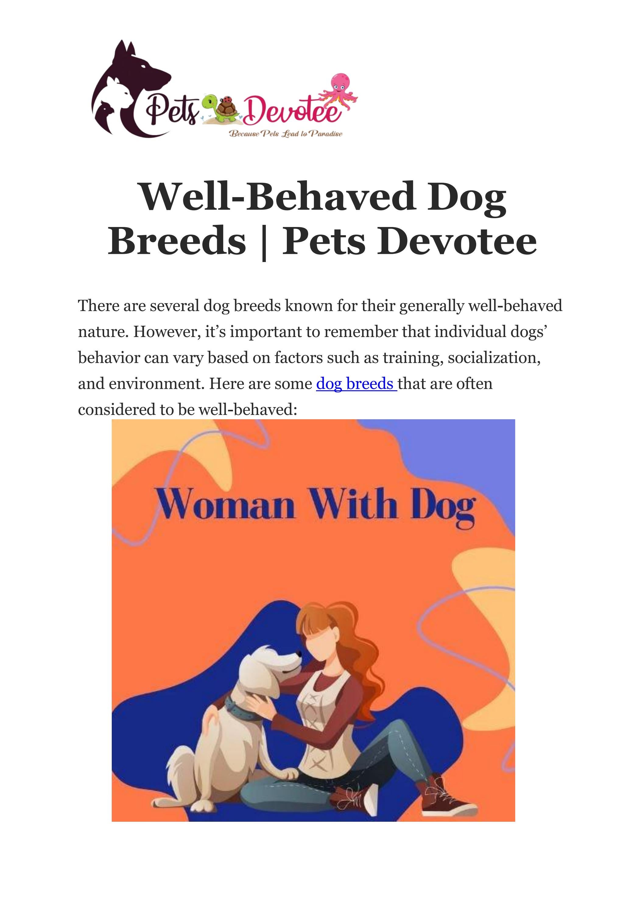 Well-Behaved Dog Breeds | Pets Devotee by Adequate_infosoft - Issuu