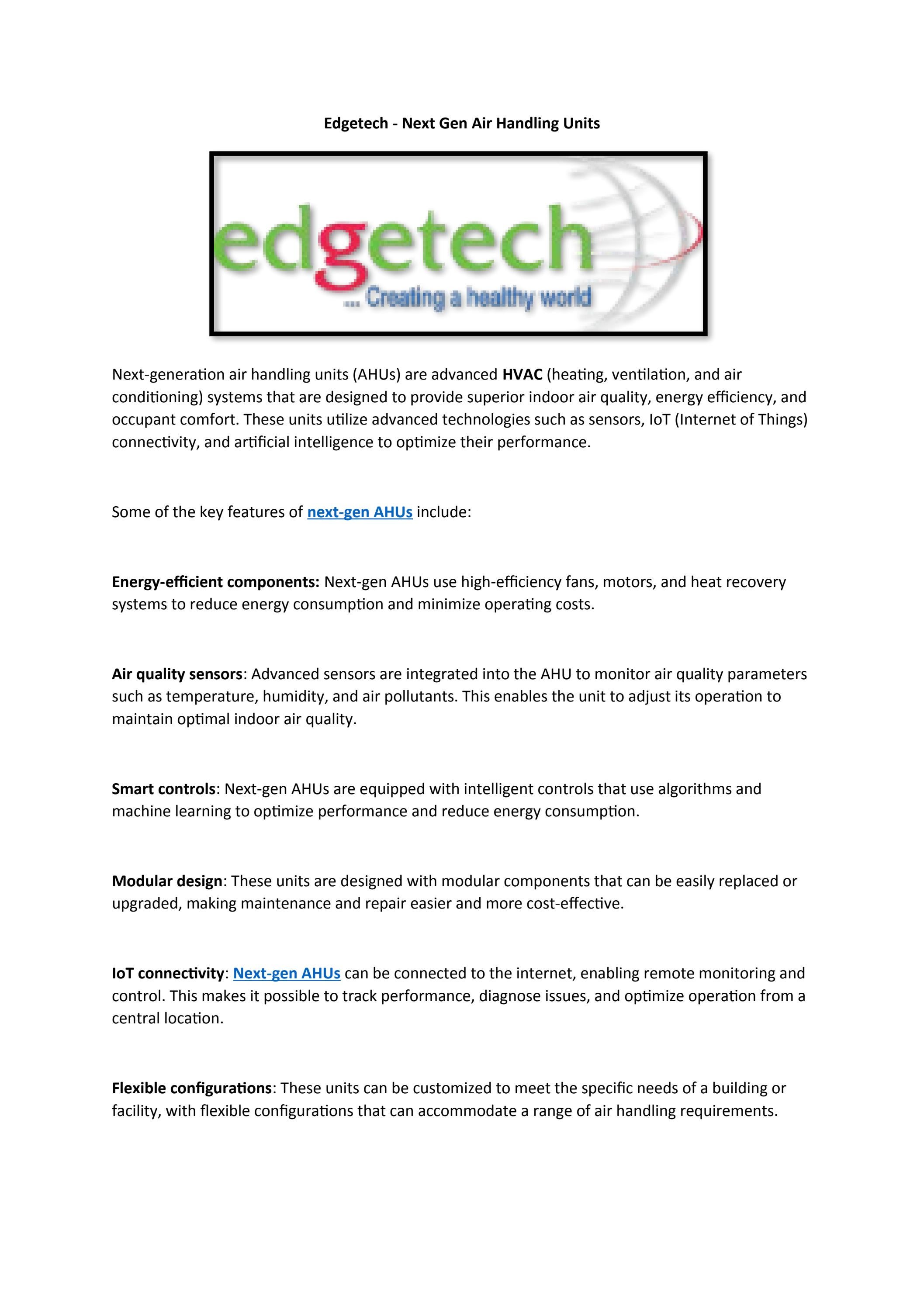 Edgetech - Next Gen Air Handling Units by Edgetech India - Issuu