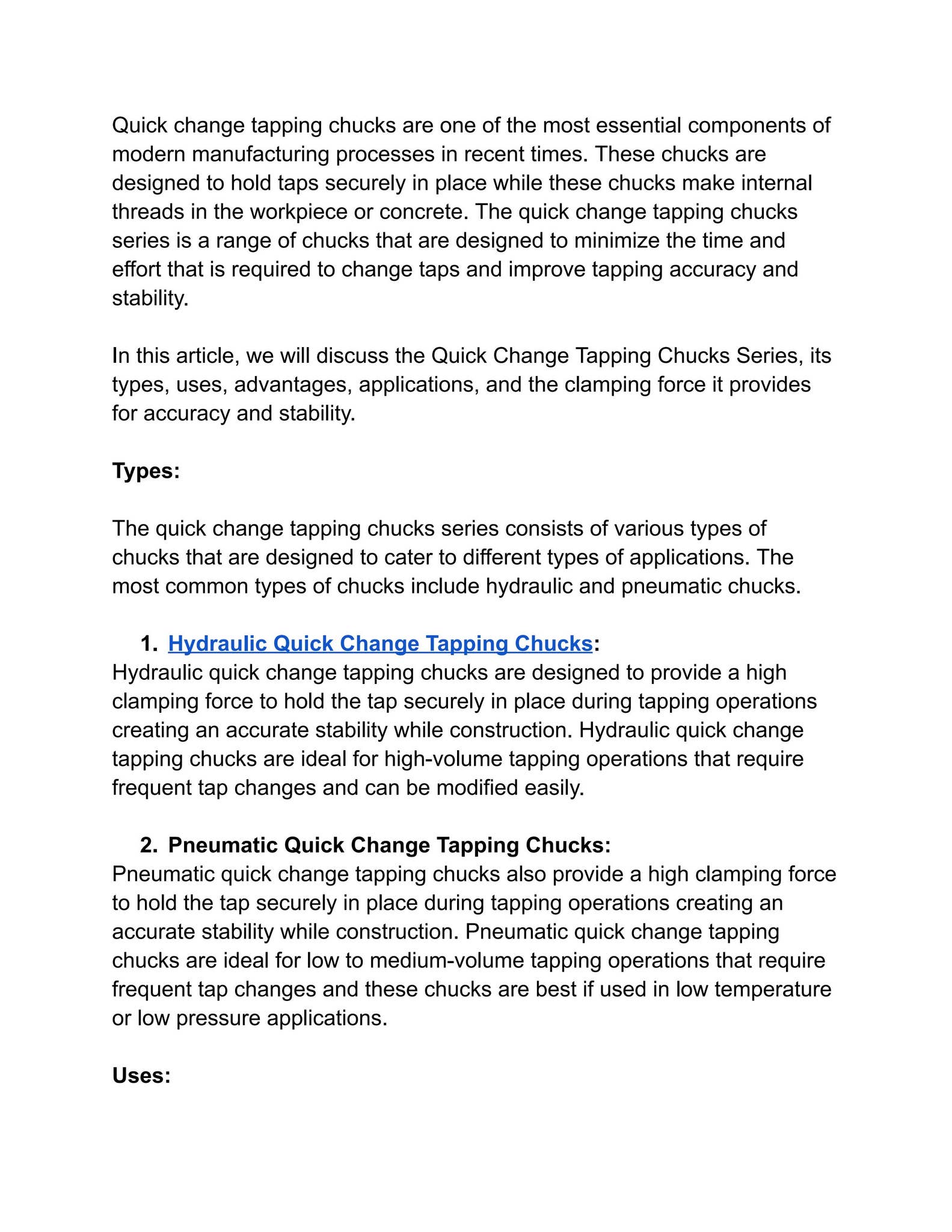 Quick Change Tapping Chucks Series by BirlaPrecision - Issuu