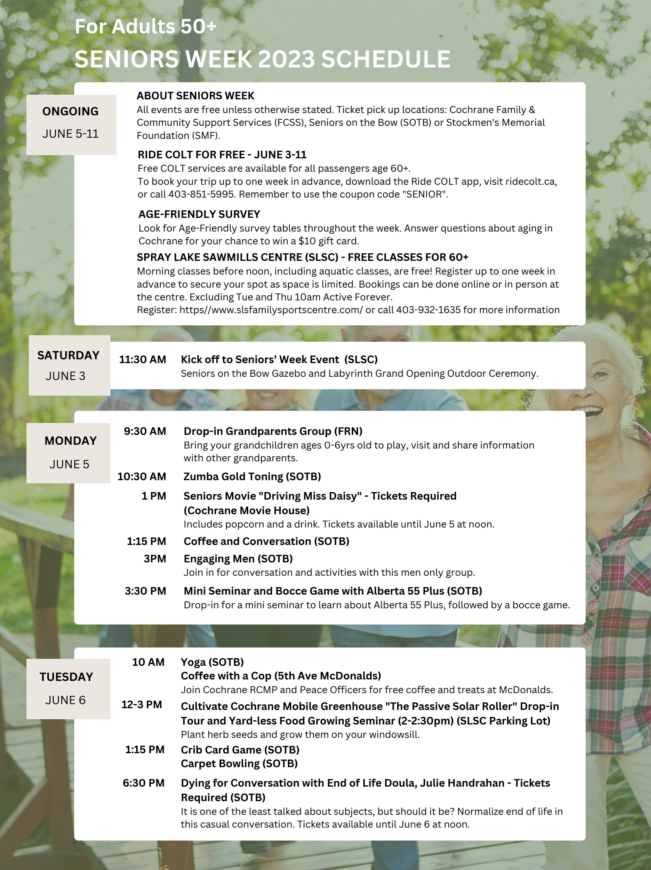 Seniors Week 2023 Schedule by CochraneAB - Issuu