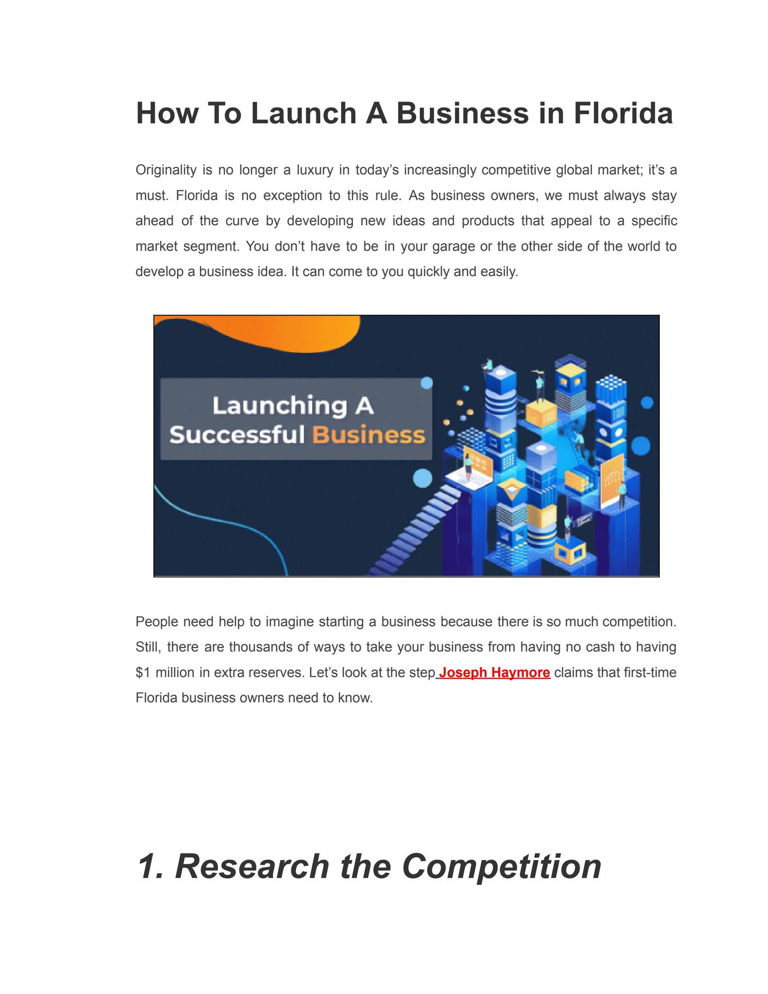 From Idea to Reality Launching Your Business in Florida by Joseph ...