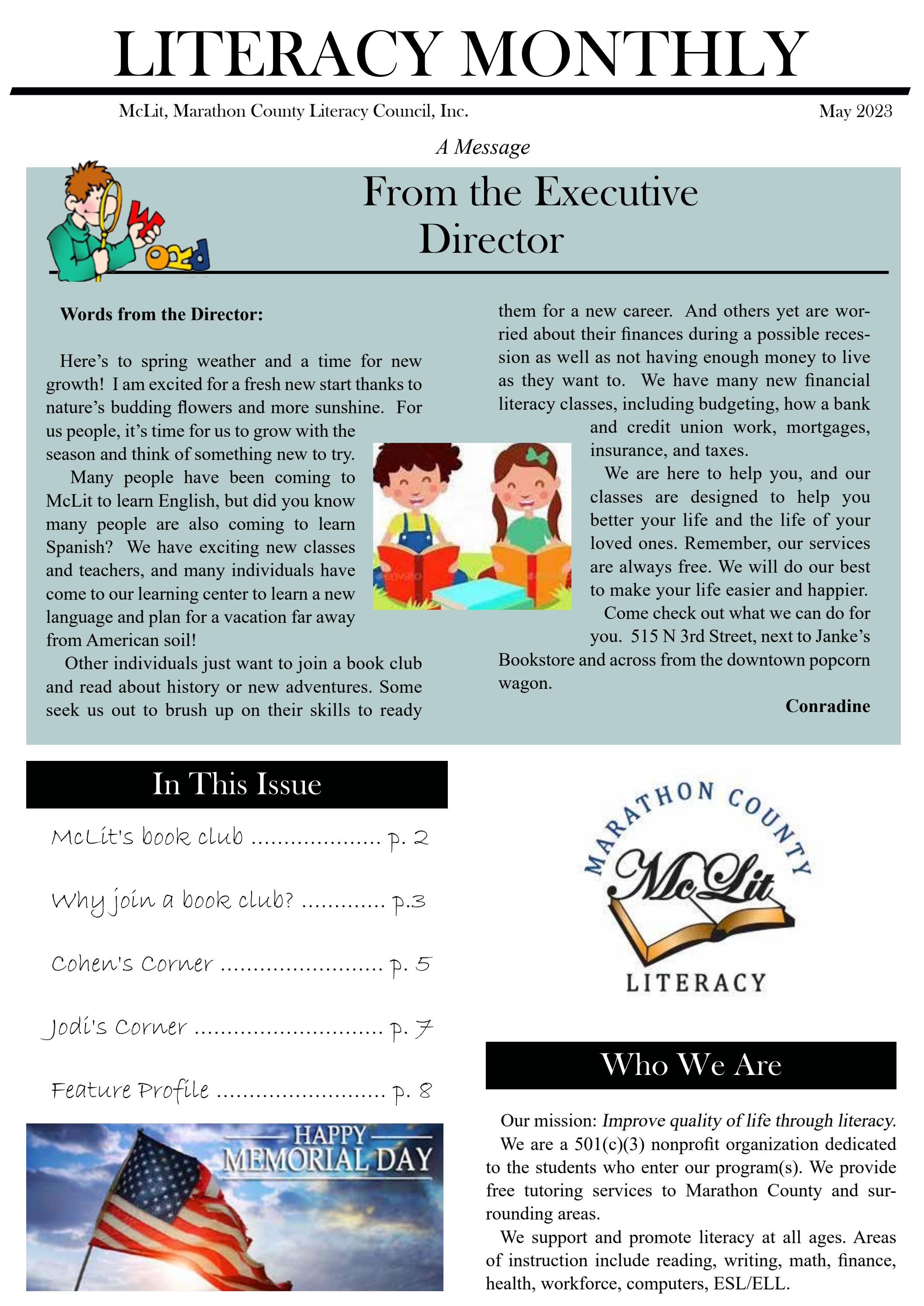 Literacy Monthly - The McLit Newsletter by Mclitofwausau - Issuu