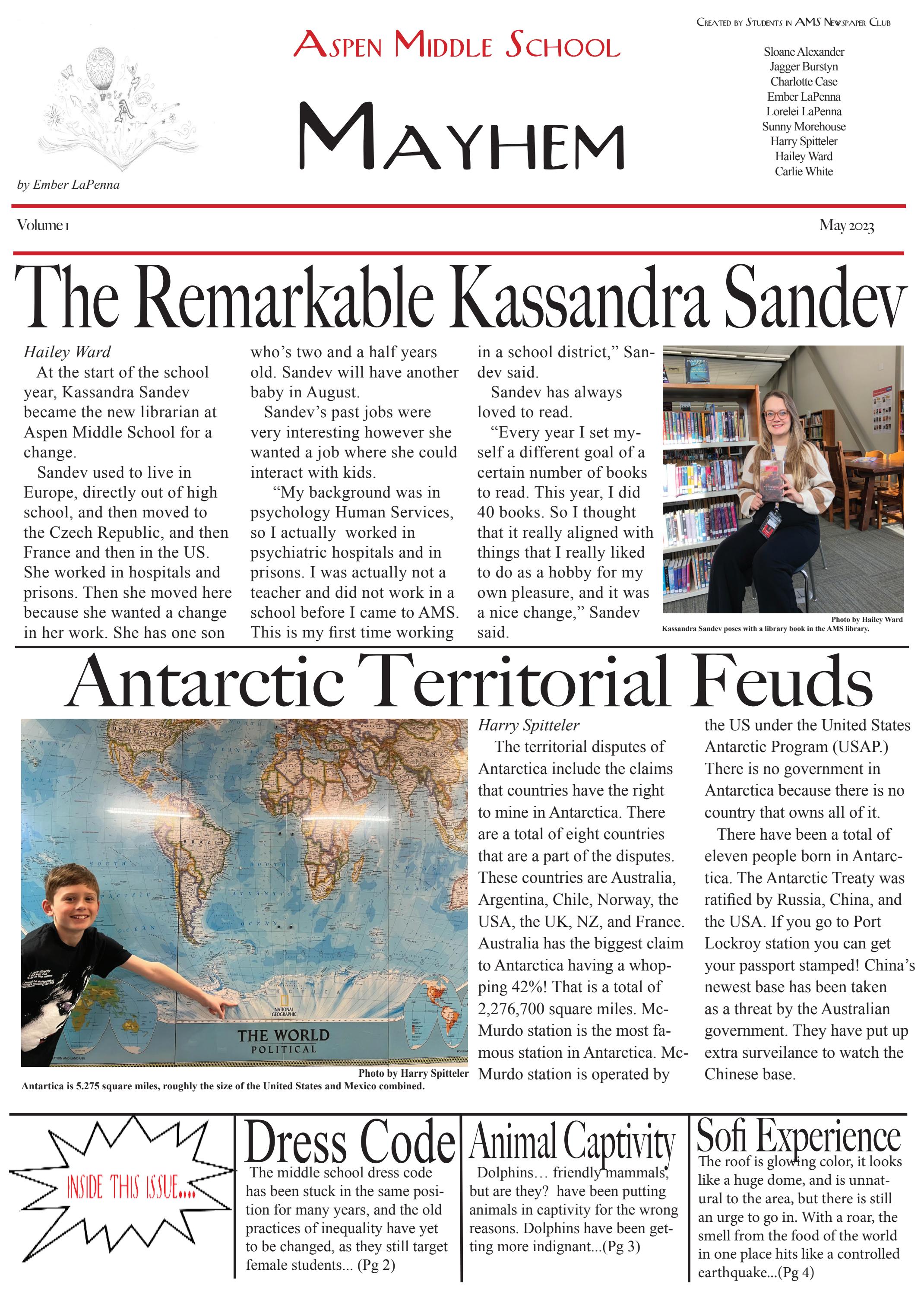 Aspen Middle School Mayhem - Issue 1 2023 by skierscribbler - Issuu