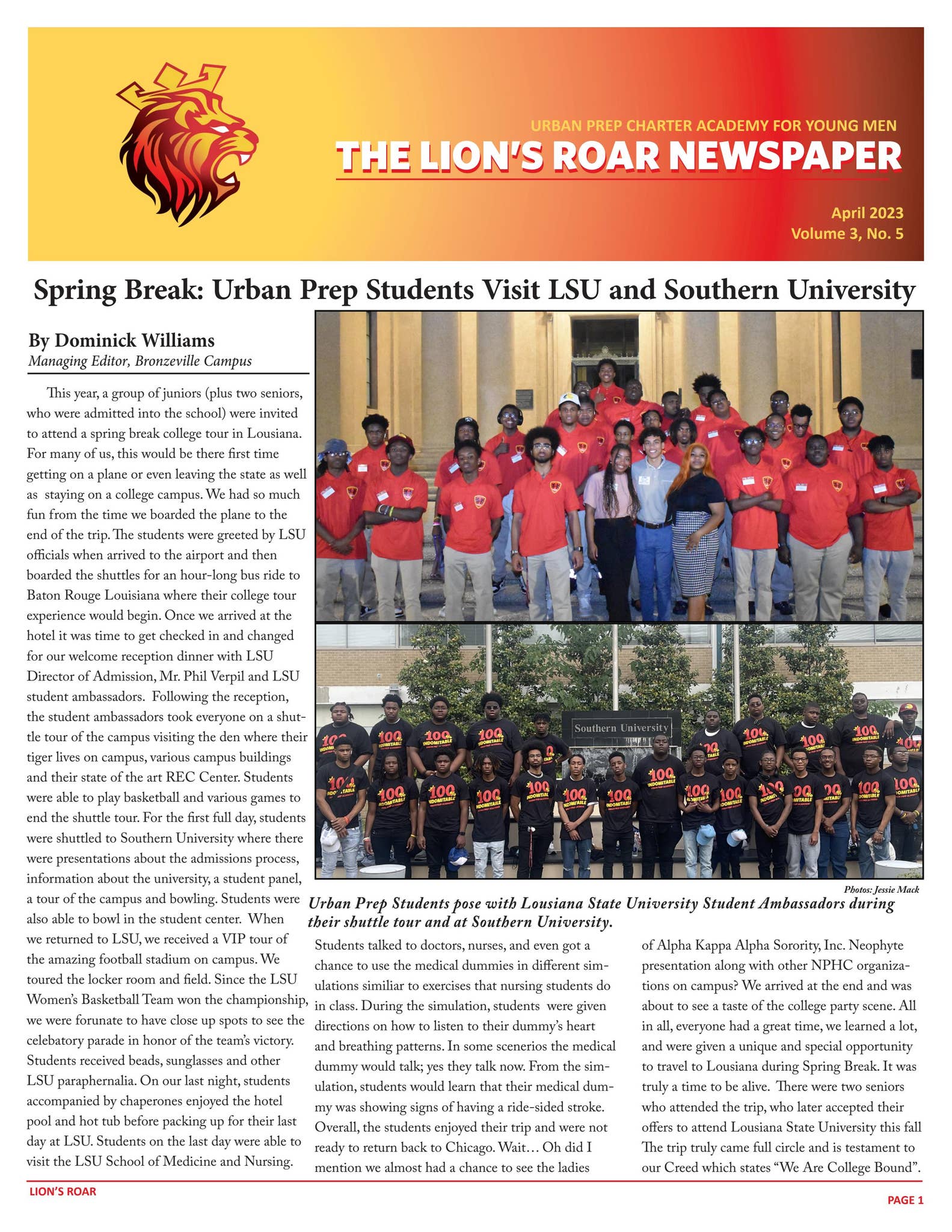 The Lion's Roar Newspaper: Volume 3 No. 5 by Urban Prep's Lions Roar ...