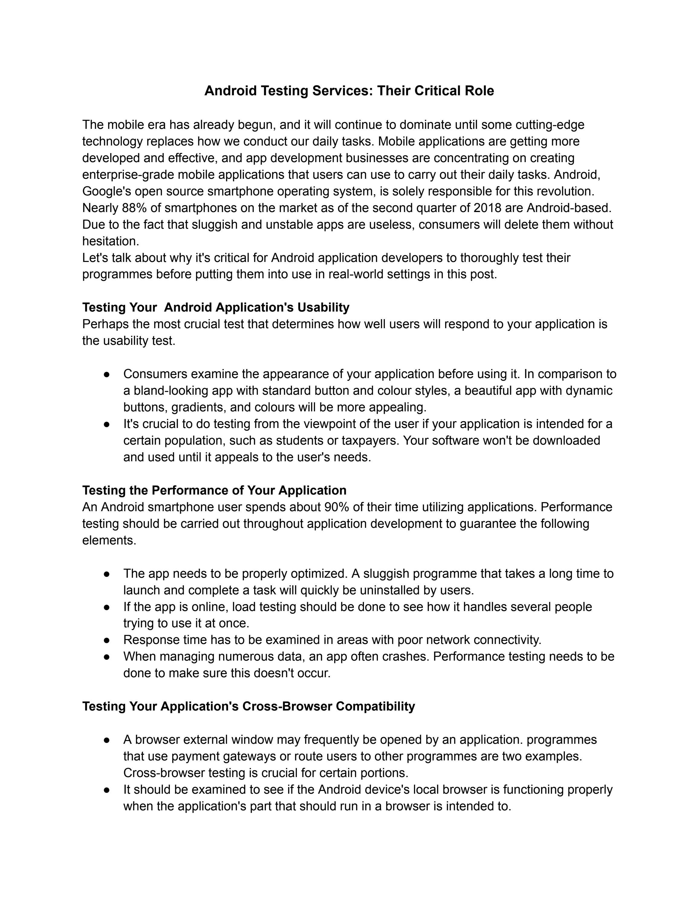 Android Testing Services Their Critical Role By Testingagencymarketing Issuu