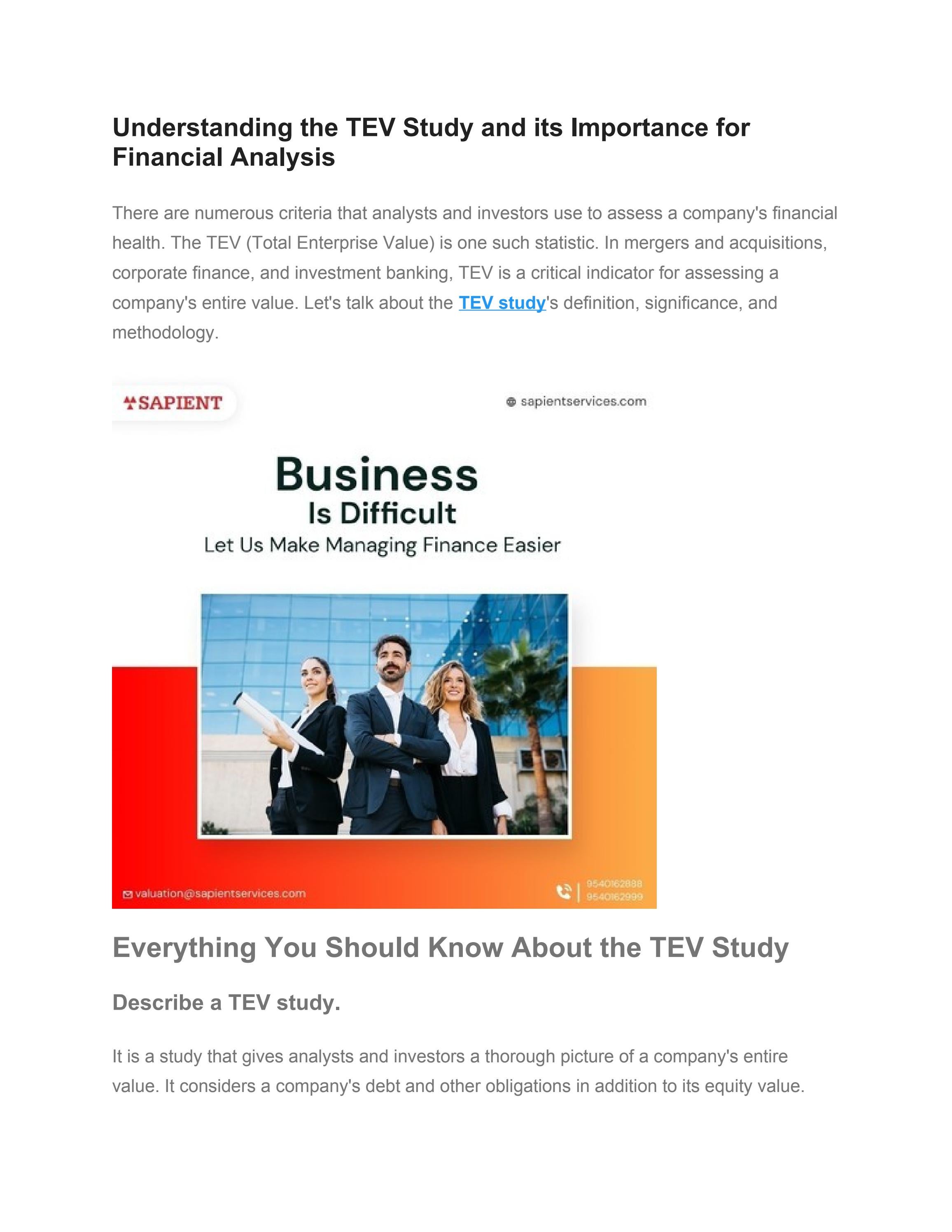 Understanding the TEV Study and its Importance for Financial Analysis ...