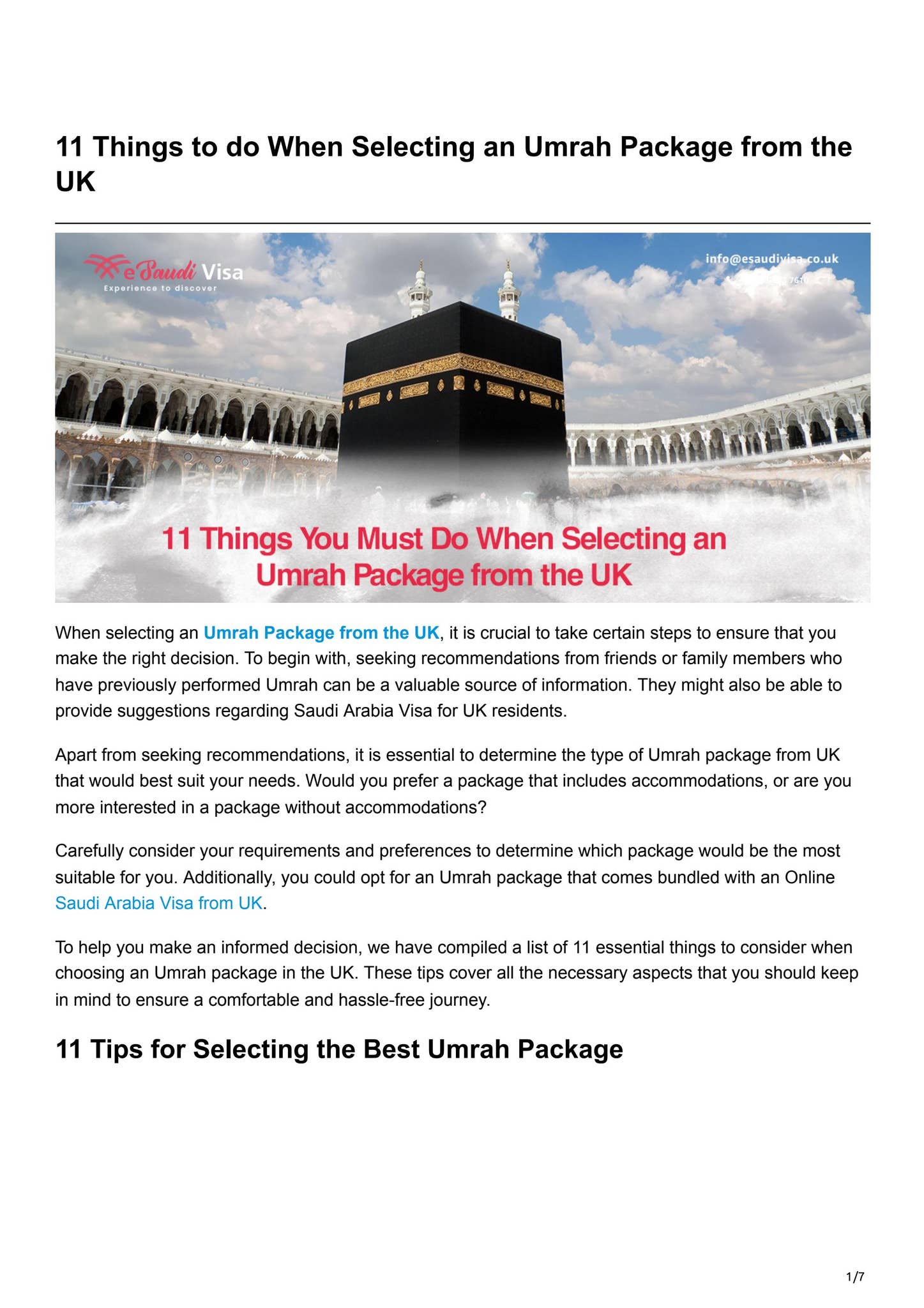 11 Things To Do When Selecting An Umrah Package From The UK by ...